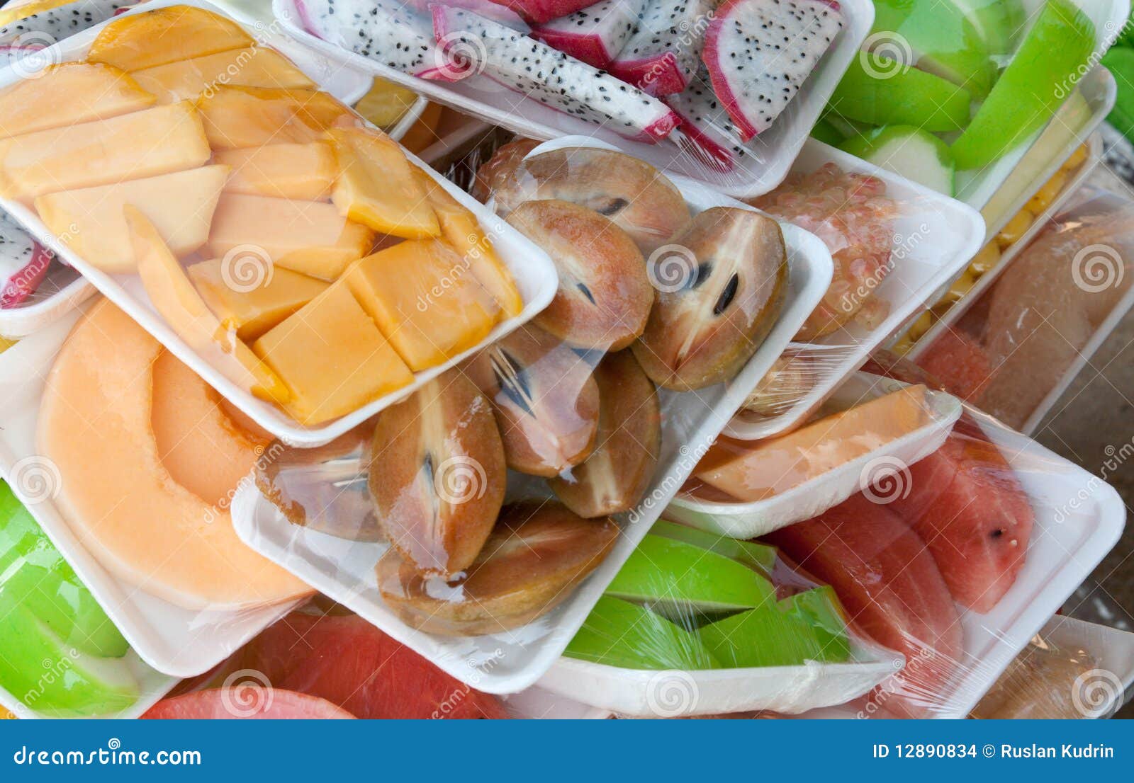 Tropical fruits in packing stock photo. Image of market - 12890834