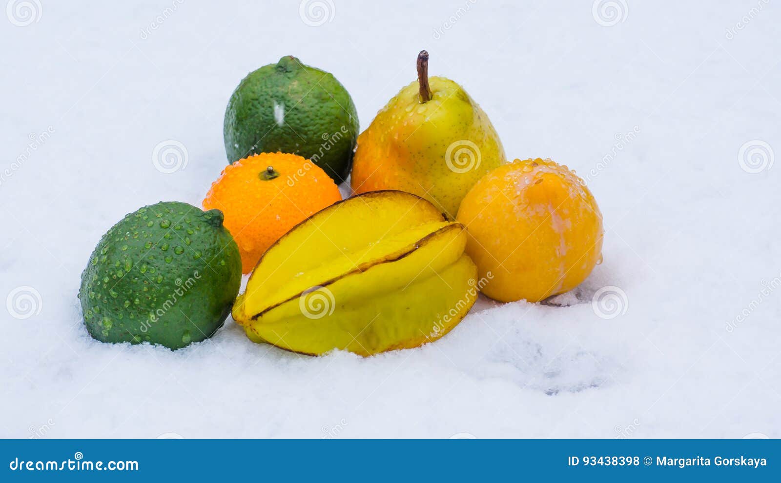 Tropical Fruits on the Snow Stock Photo - Image of fruits, grow: 93438398