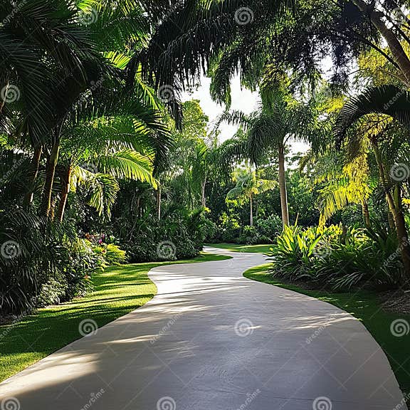 Tropical Garden Path stock photo. Image of sunlight - 353283942