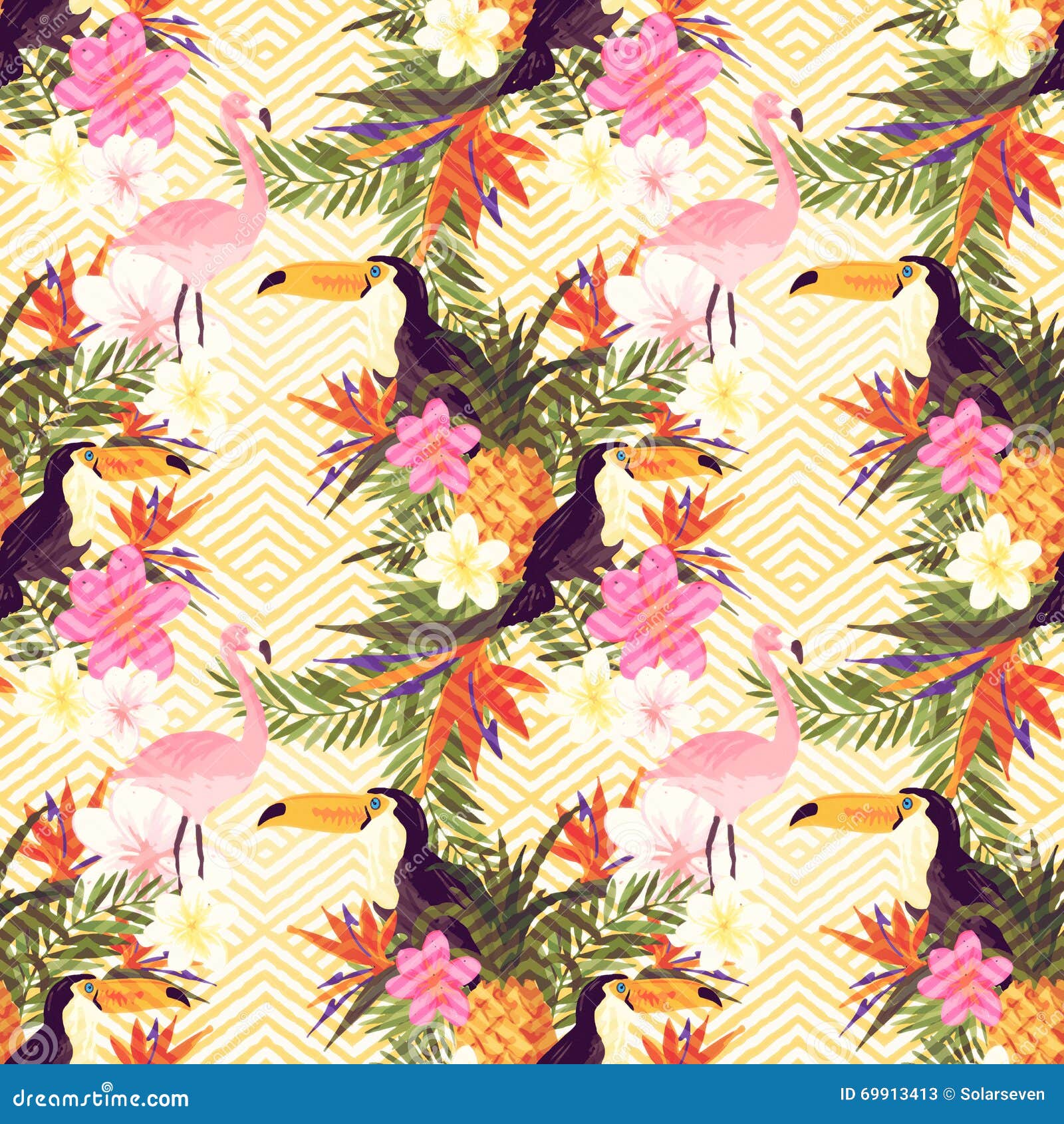 Tropical Geometric Floral stock illustration. Illustration of fabric ...