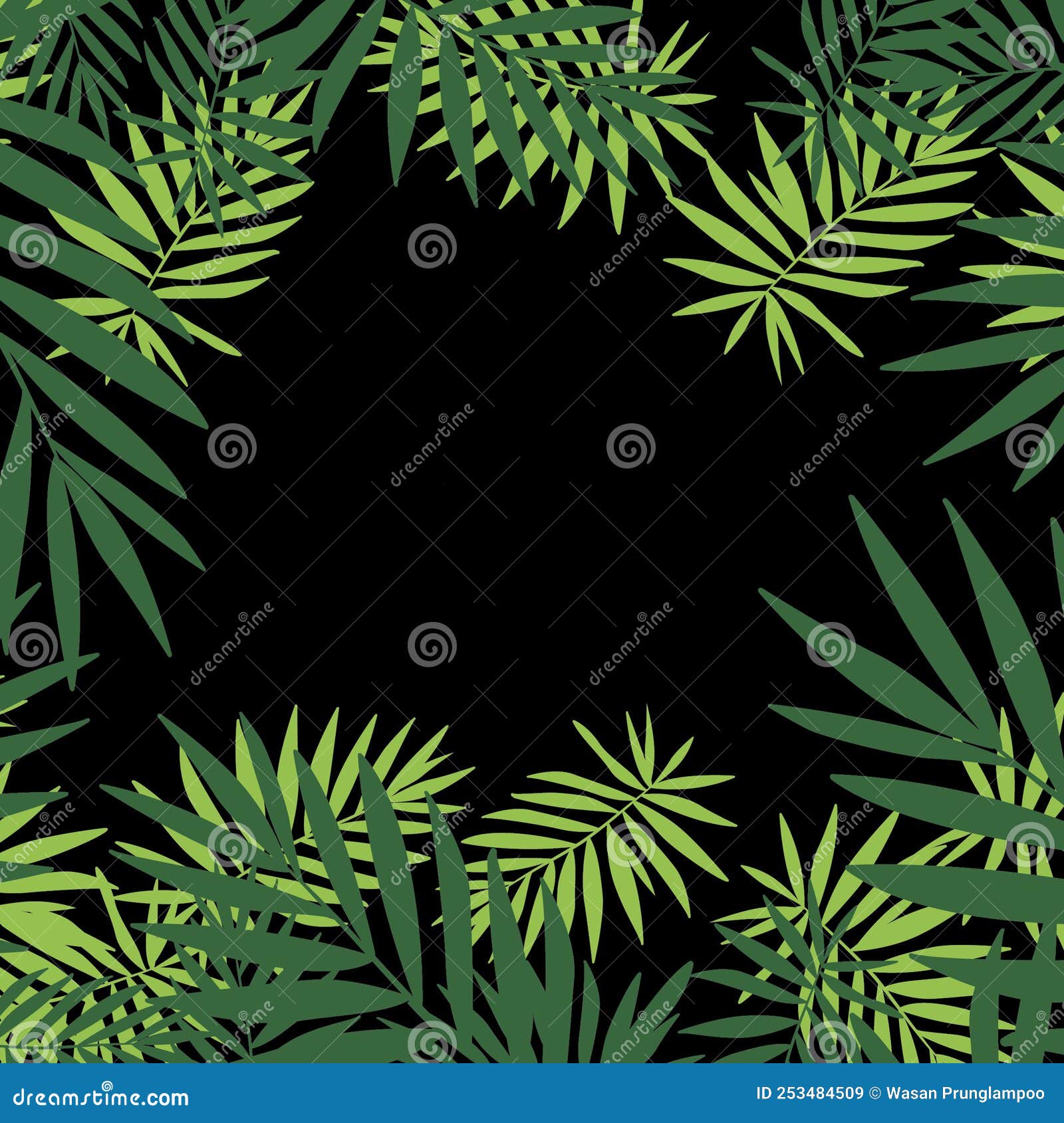 Tropical Green Leaf Pattern Background Stock Illustration ...