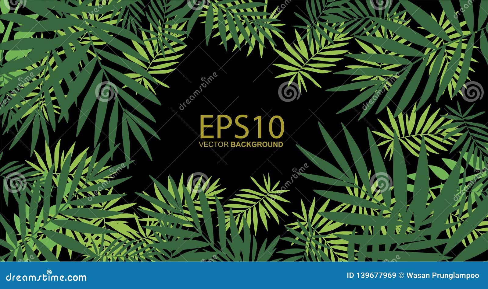 Tropical Green Leaf Pattern Background Stock Vector - Illustration of ...