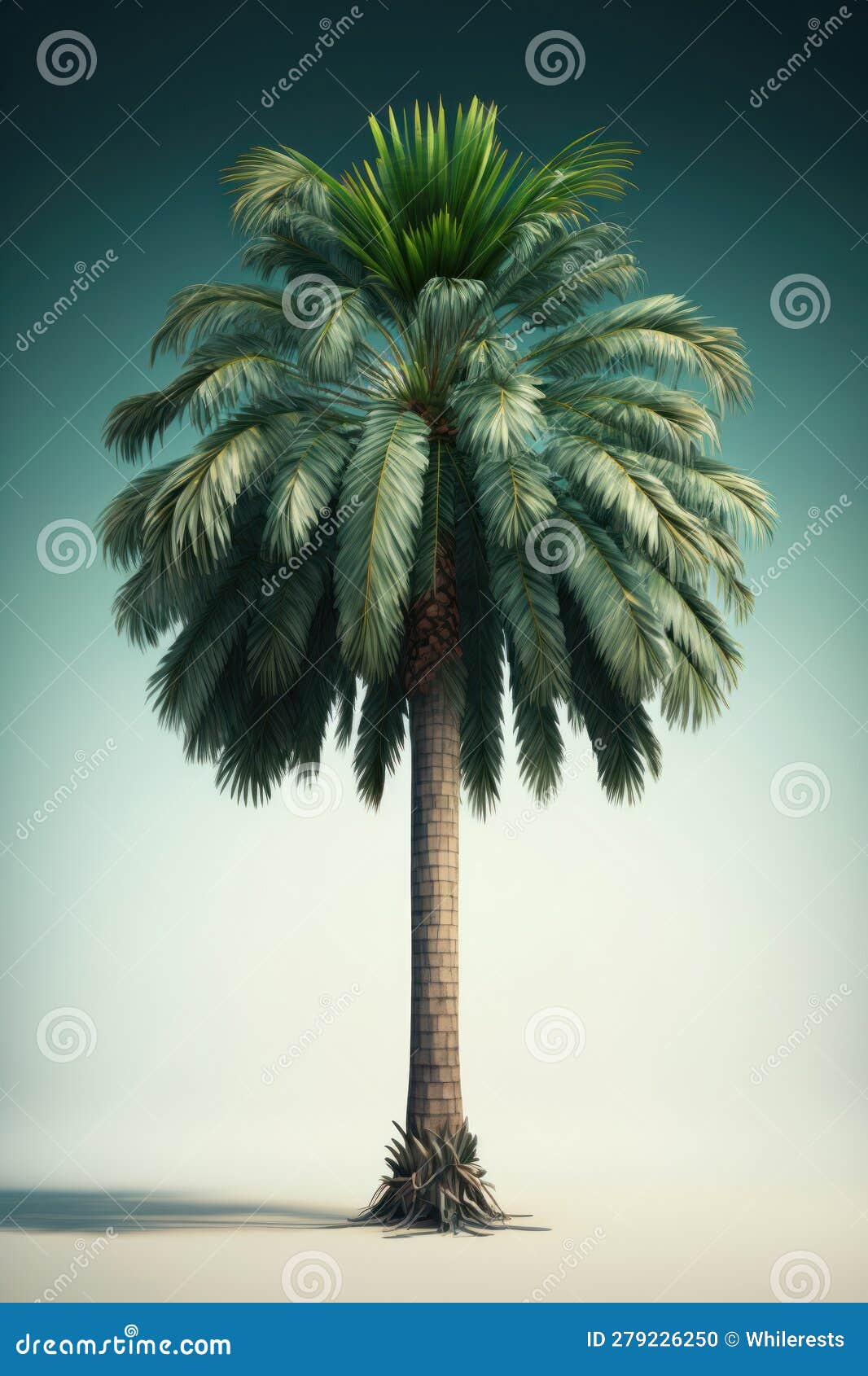 Tropical Green Palm Tree Isolated on Gradient Background Stock Photo ...