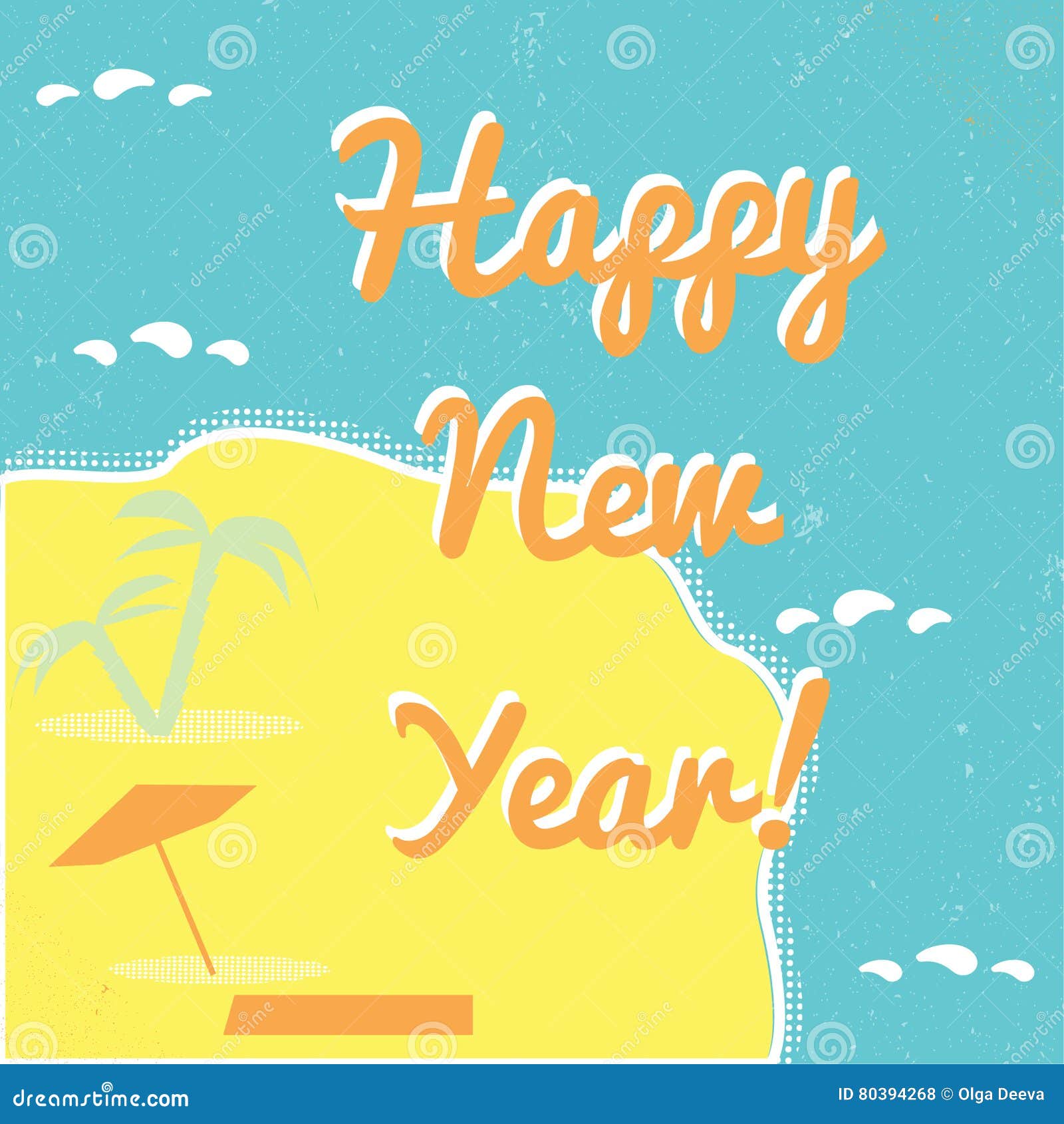 Tropical Happy New Year Poster Stock Vector - Illustration of painting ...