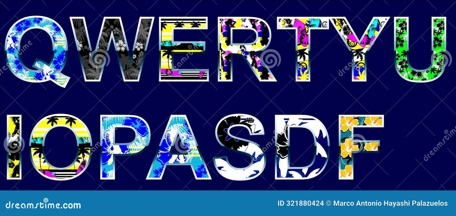 Tropical Hawaiian Alphabet Letters Pack Collection2 Stock Vector ...