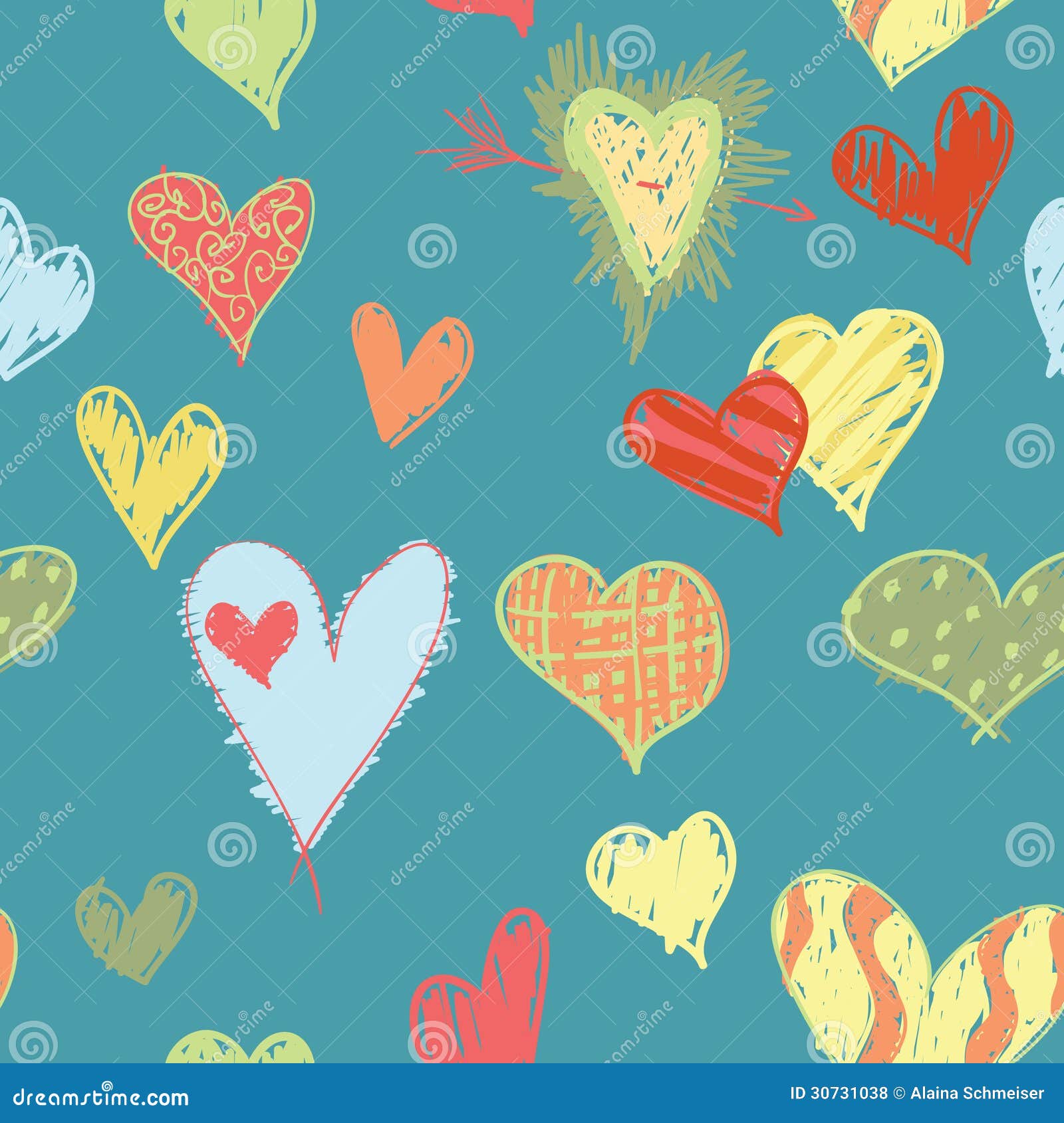 Tropical Hearts Pattern stock vector. Illustration of decorative - 30731038