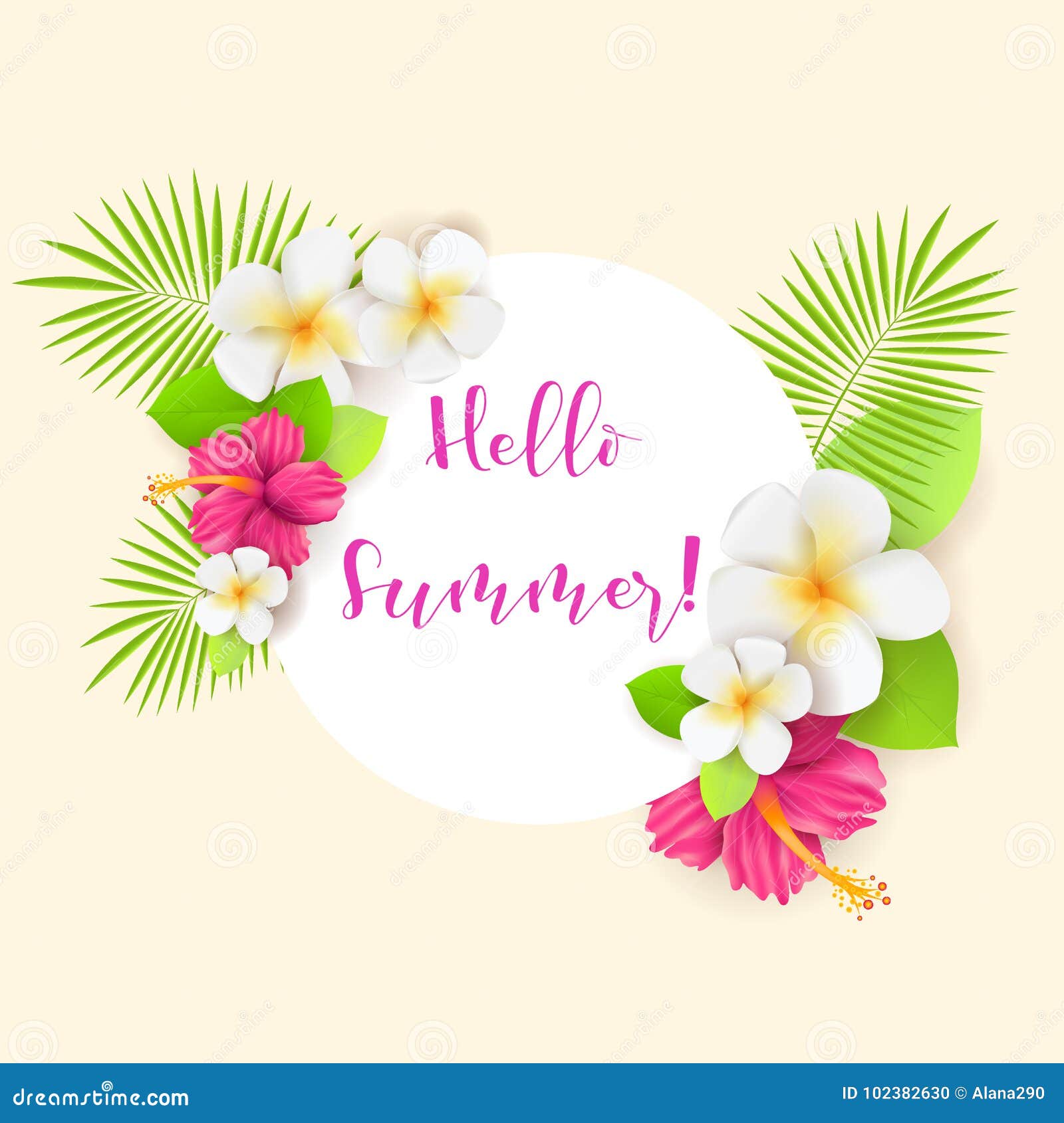 Tropical Hello Summer Background Stock Vector - Illustration of exotic ...