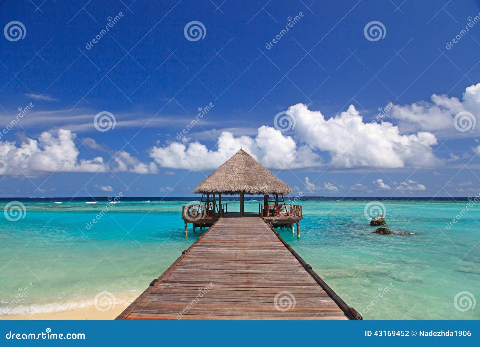 Tropical Hut on Deck at Holiday Resort Stock Photo - Image of nature ...