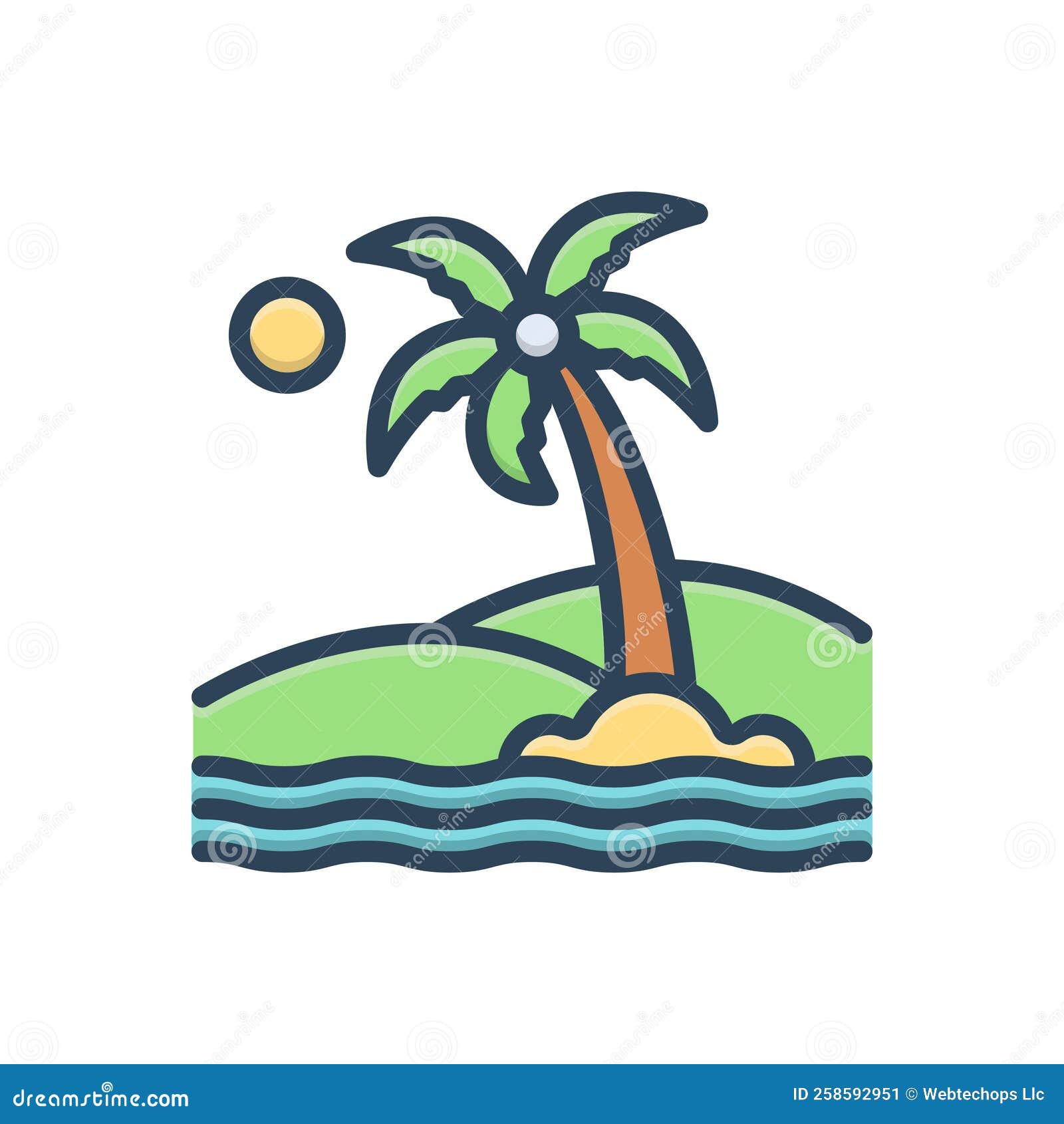 Color Illustration Icon for Tropical, Tree and Beach Stock Vector ...