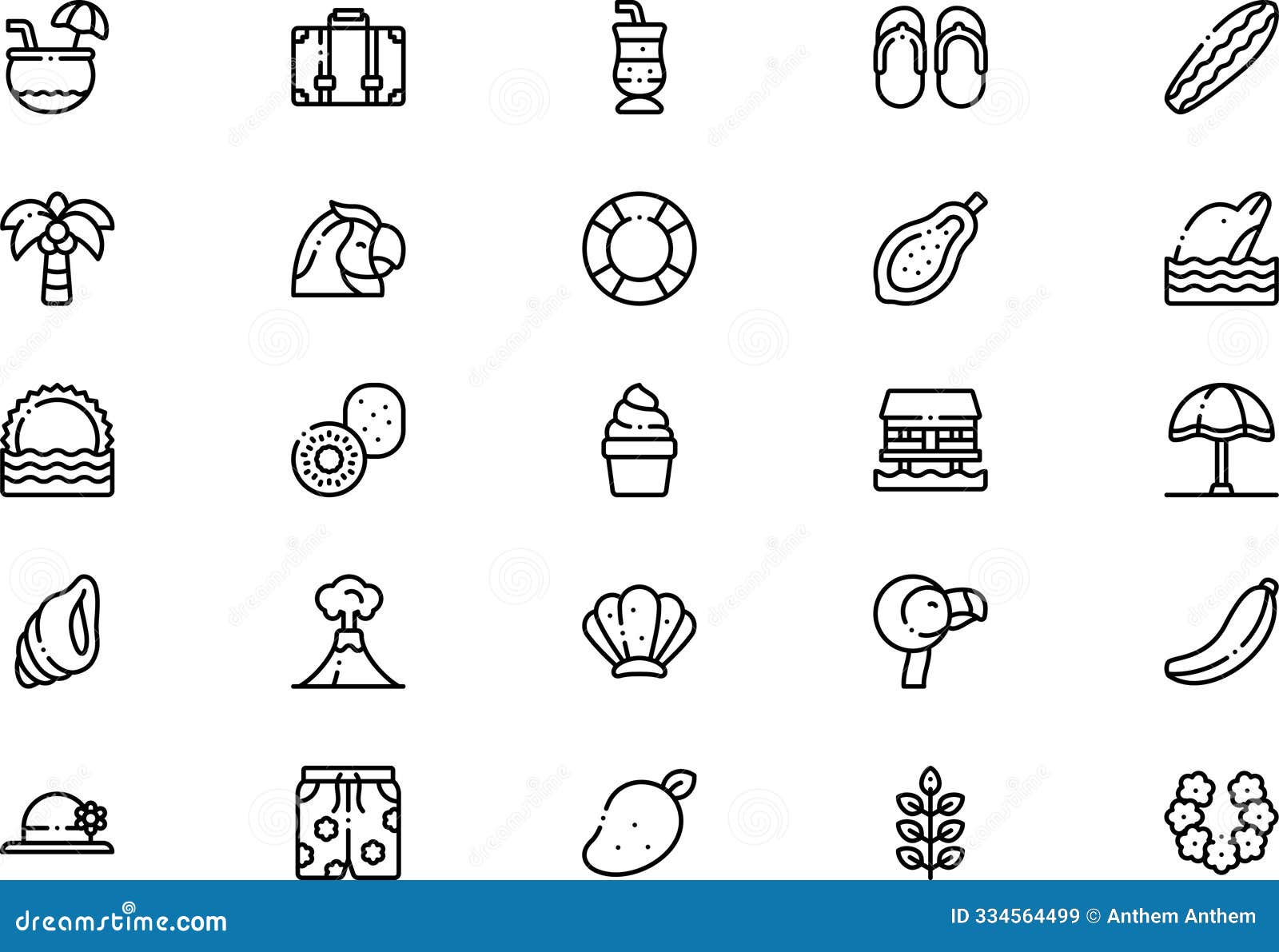Tropical Icons Collection is a Vector Illustration with Editable Stroke ...