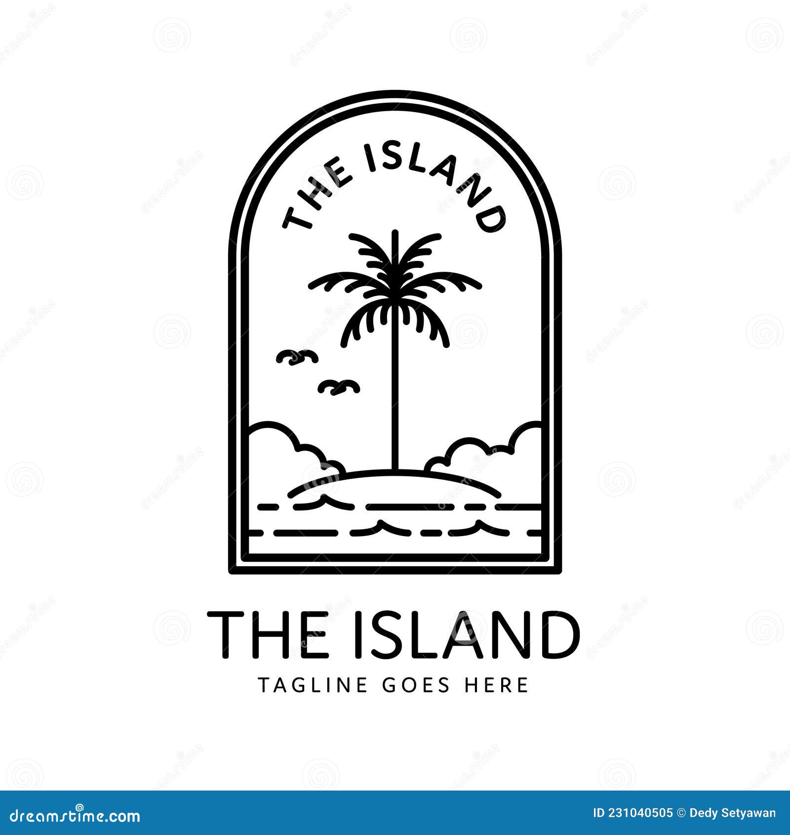 Tropical Island Badge Logo Monoline Stock Vector - Illustration of ...