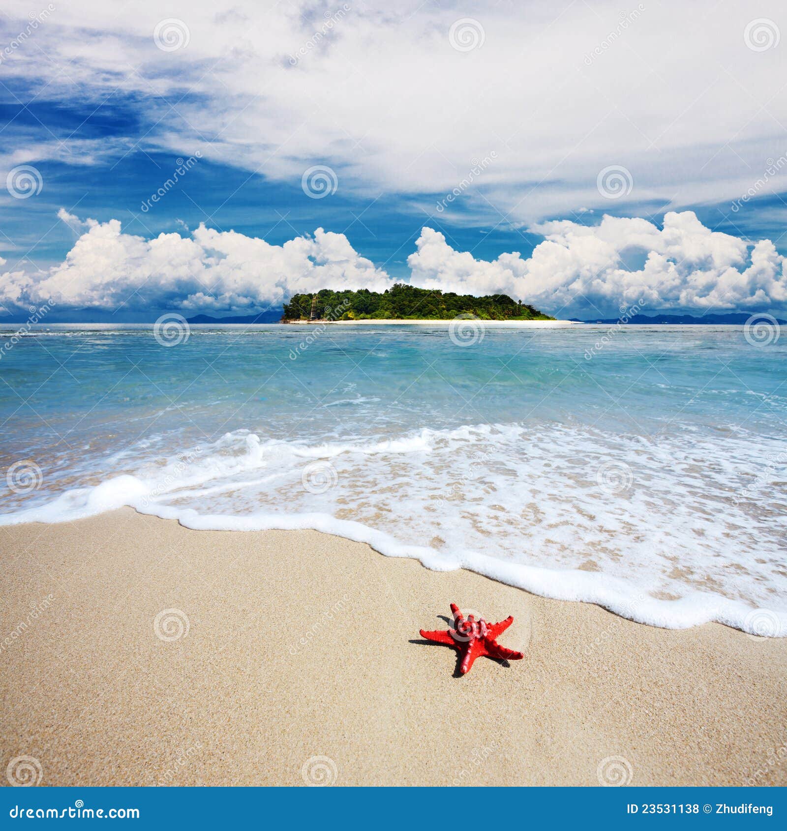 Tropical Island Beach with Perfect Sky Stock Photo - Image of palm ...