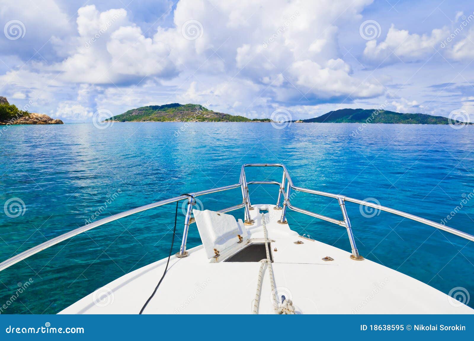 Tropical island and boat stock image. Image of palm, resort - 18638595