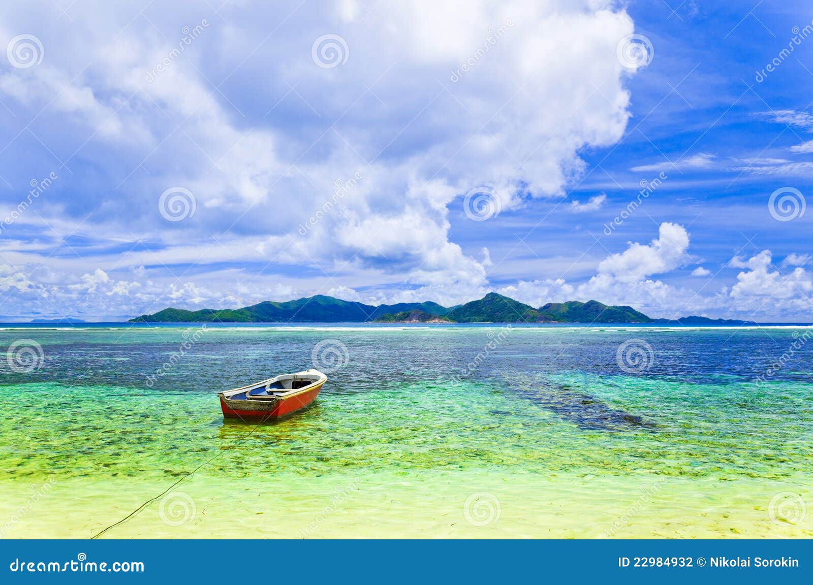 Tropical island and boat stock photo. Image of leaf, abstract - 22984932