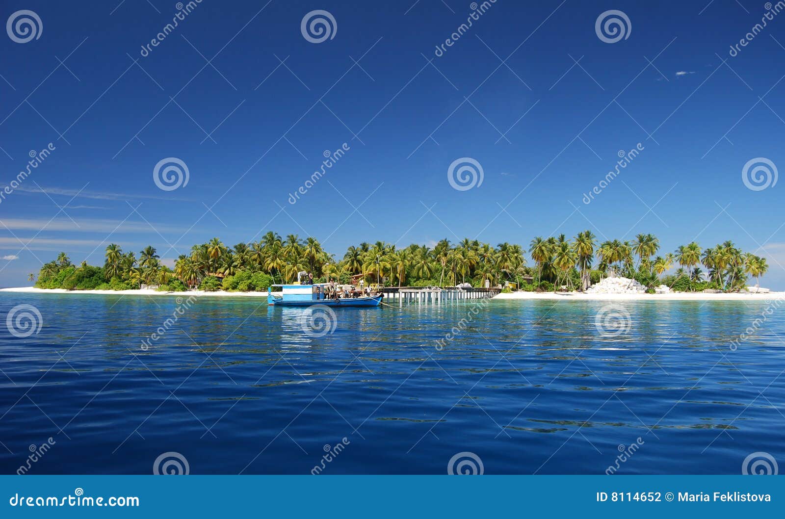 Tropical island and boat stock photo. Image of beach, journey - 8114652