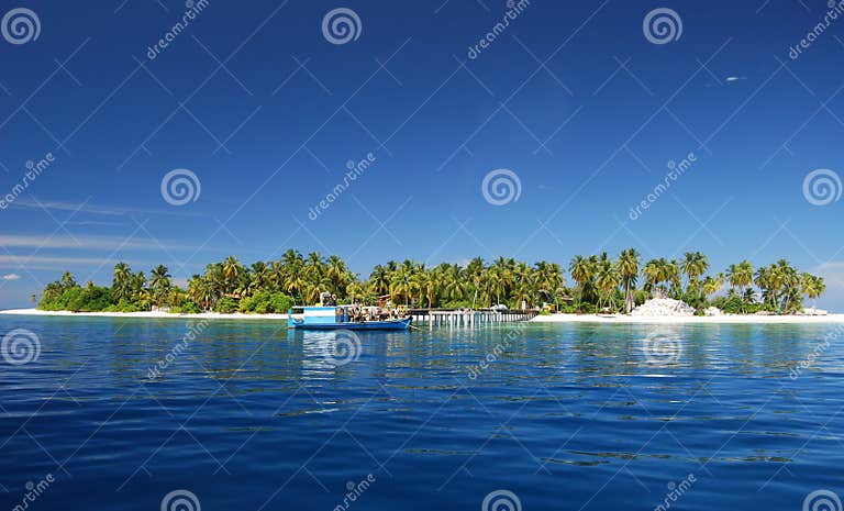 Tropical island and boat stock photo. Image of beach, journey - 8114652
