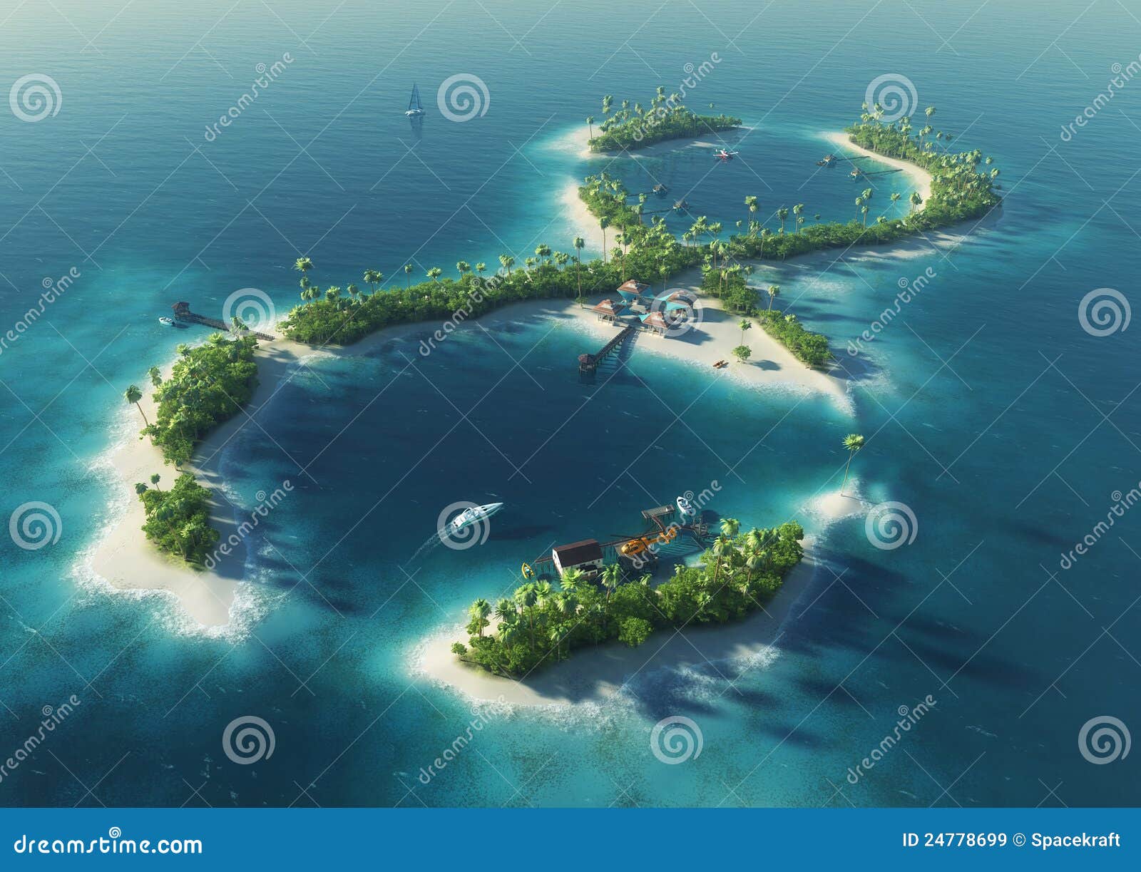 Tropical Island in the Form of Infinity Sign Stock Illustration ...
