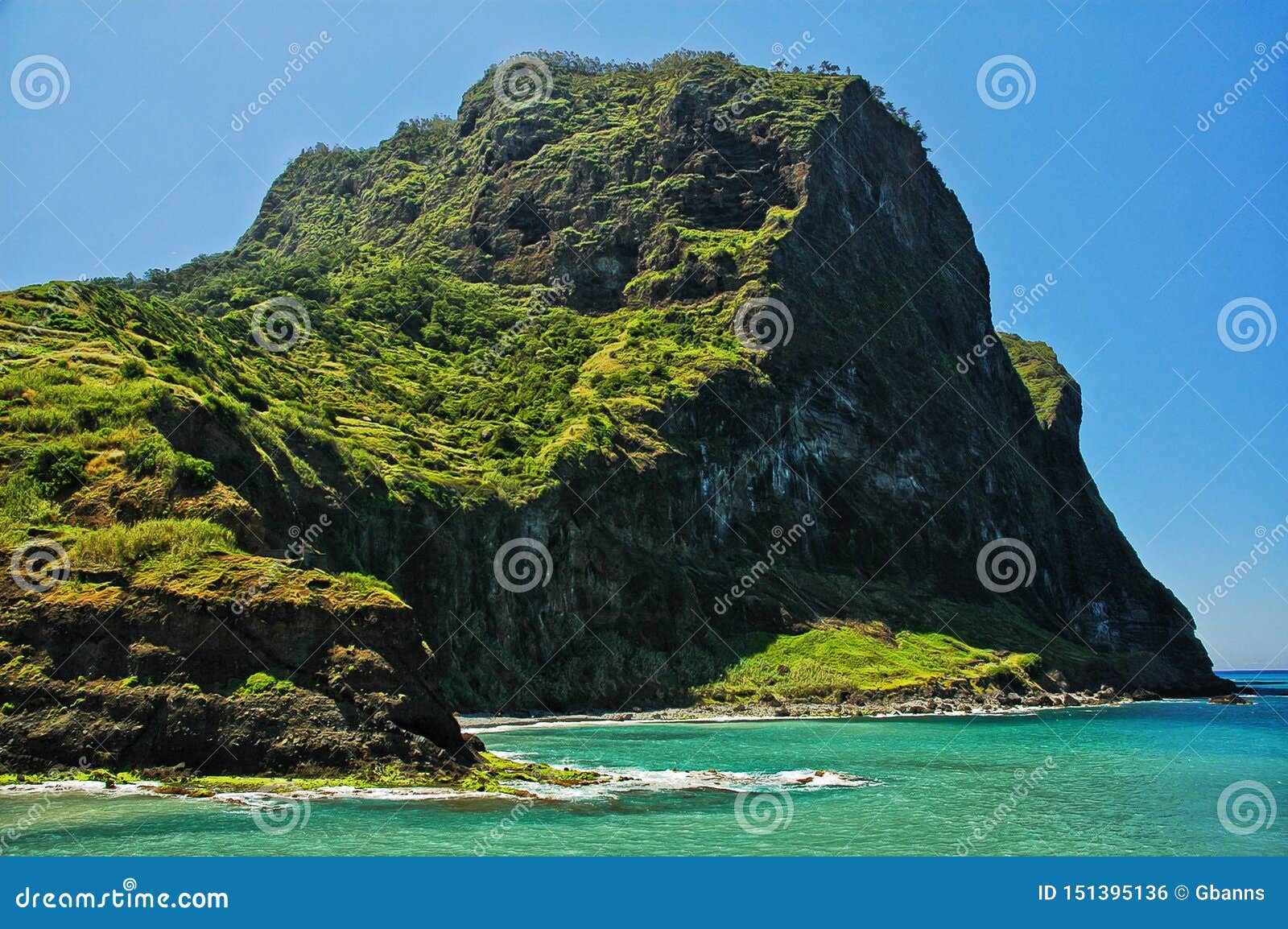 Tropical Island Green Cliffs by Ocean Stock Photo - Image of clifs ...