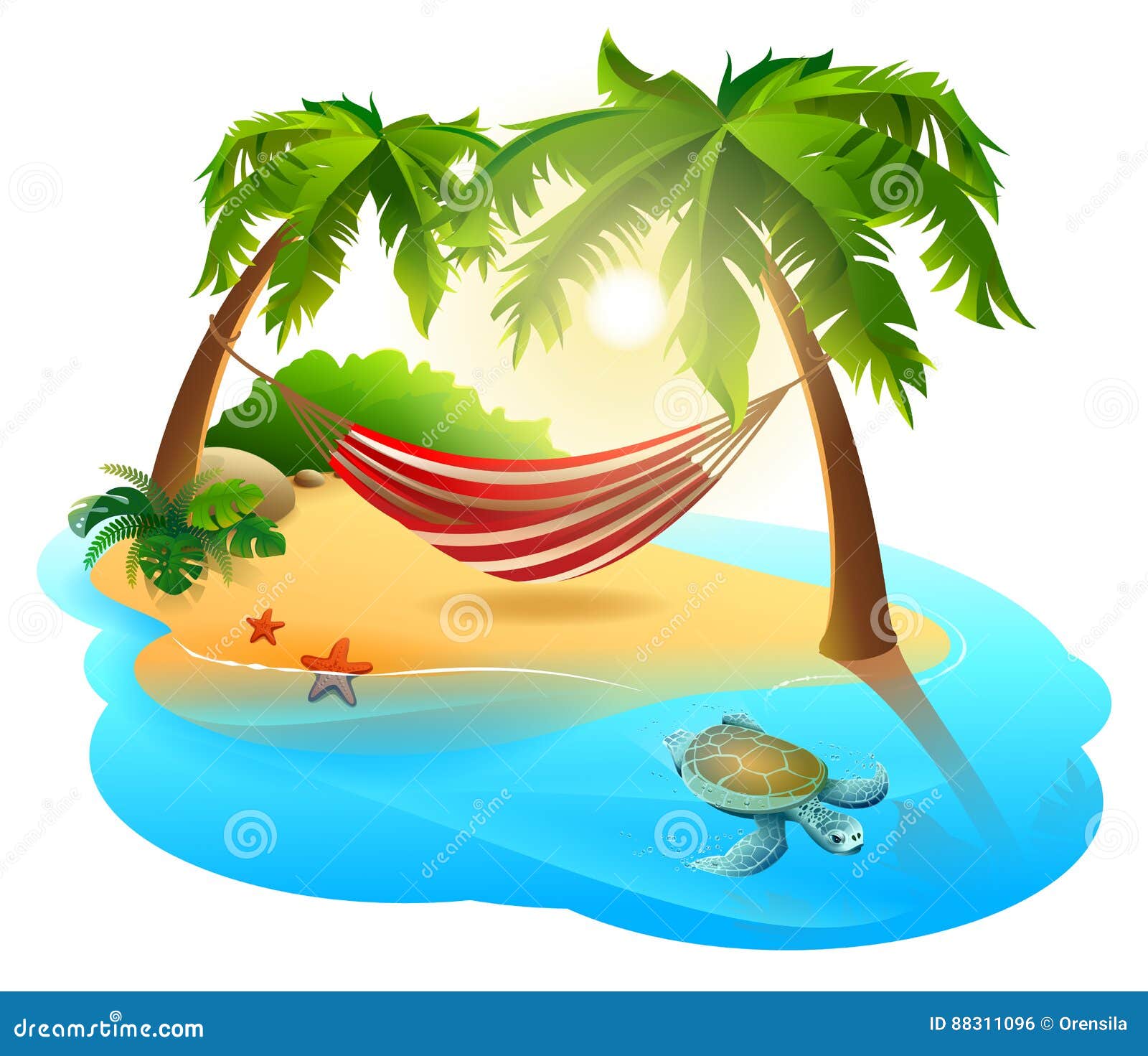 Hammock And Palm Trees On Beach Vector Illustration | CartoonDealer.com ... Hammock And Palm Trees On Beach Vector Illustration | CartoonDealer.com ...