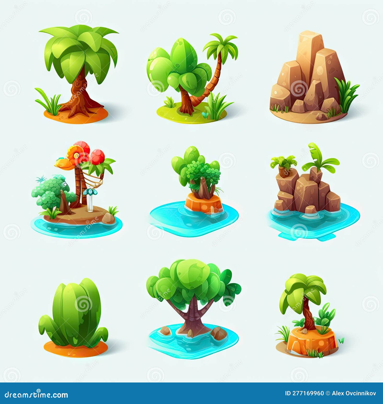 Tropical Island Icons for Game Assets and Designs. Stock Illustration ...