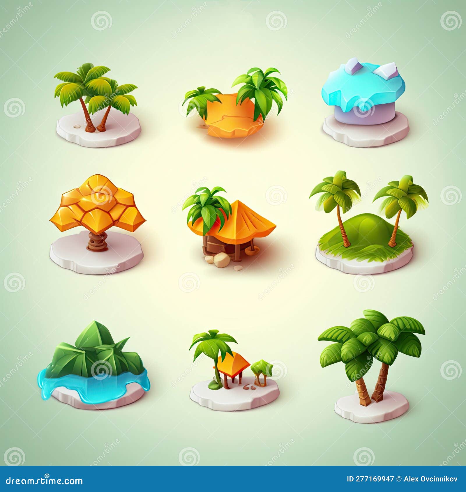 Tropical Island Icons for Game Assets. Stock Illustration ...