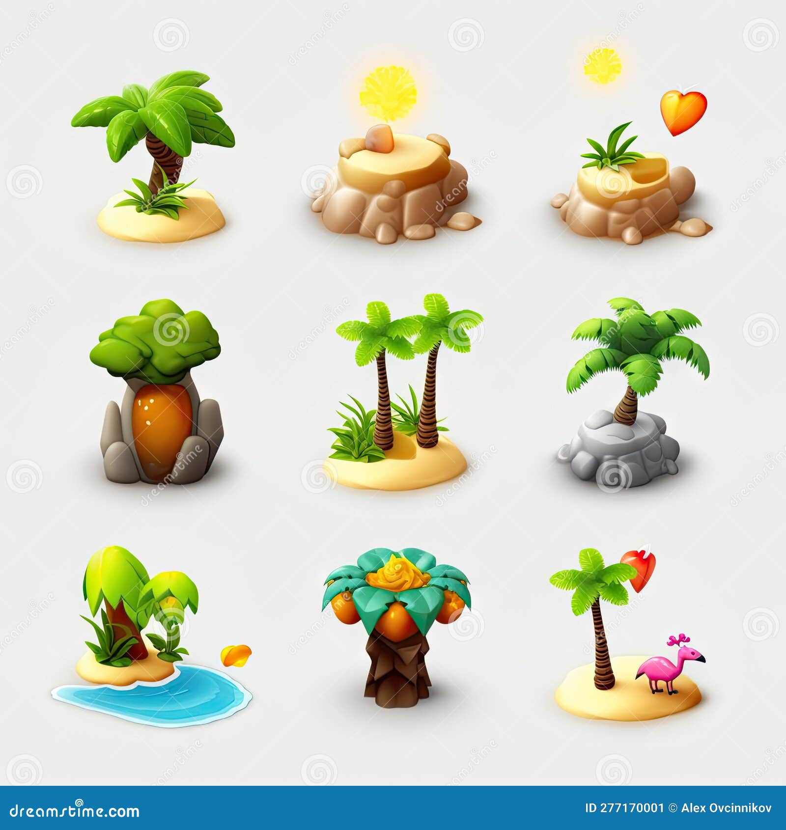 Tropical Island Icons for Game Assets. Stock Illustration ...