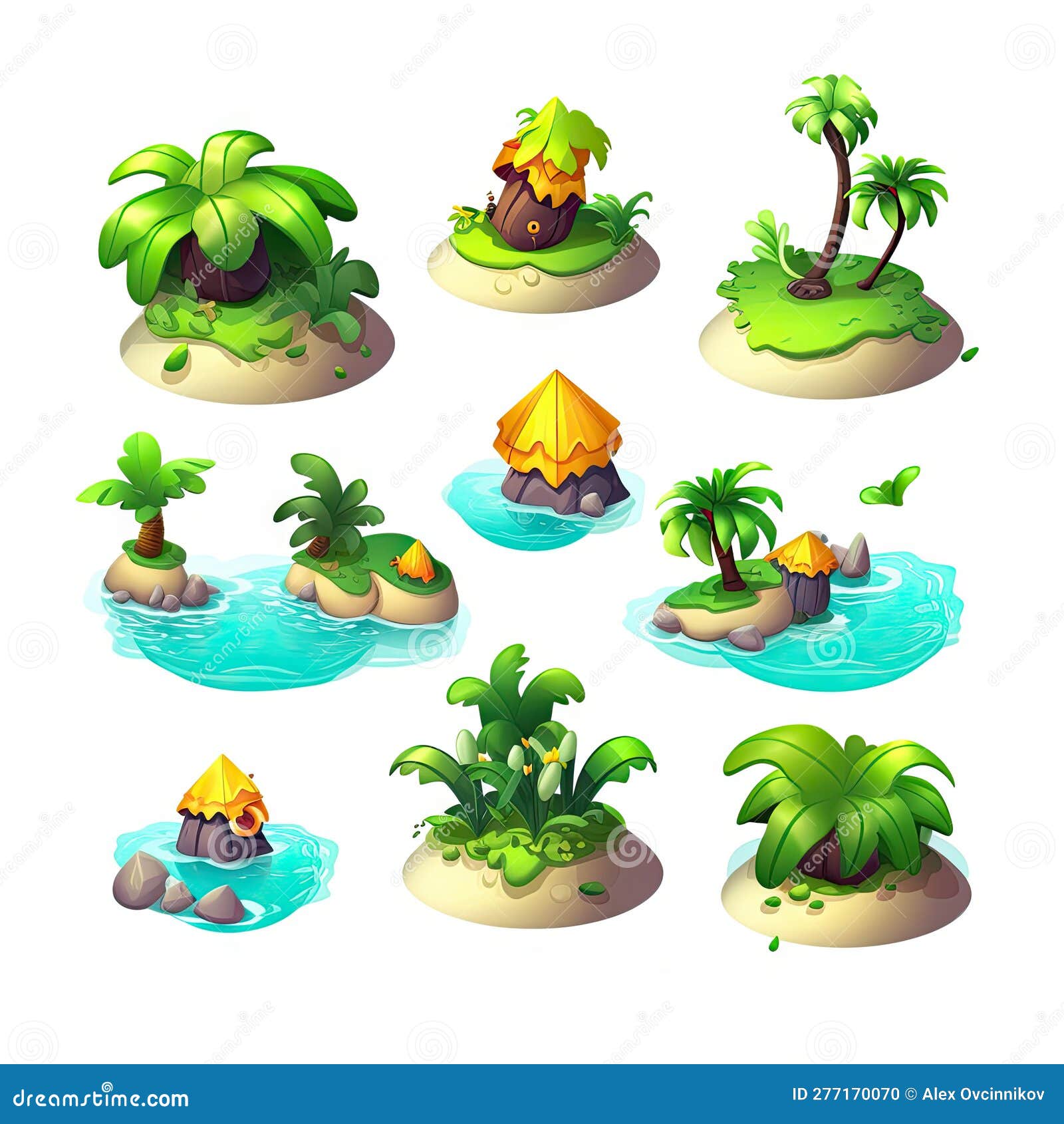 Tropical Island Icons for Game Assets. Stock Illustration ...