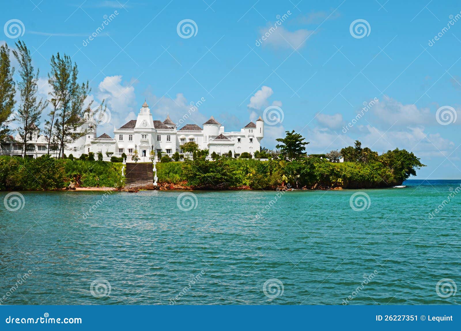 Tropical Island Mansion by the Sea Stock Image - Image of willows ...
