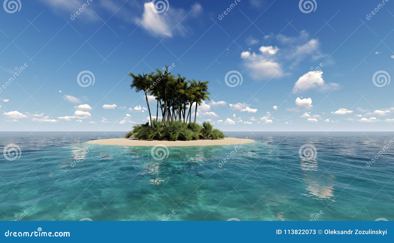 Tropical Island in the Ocean 3D Render Stock Image - Image of island ...