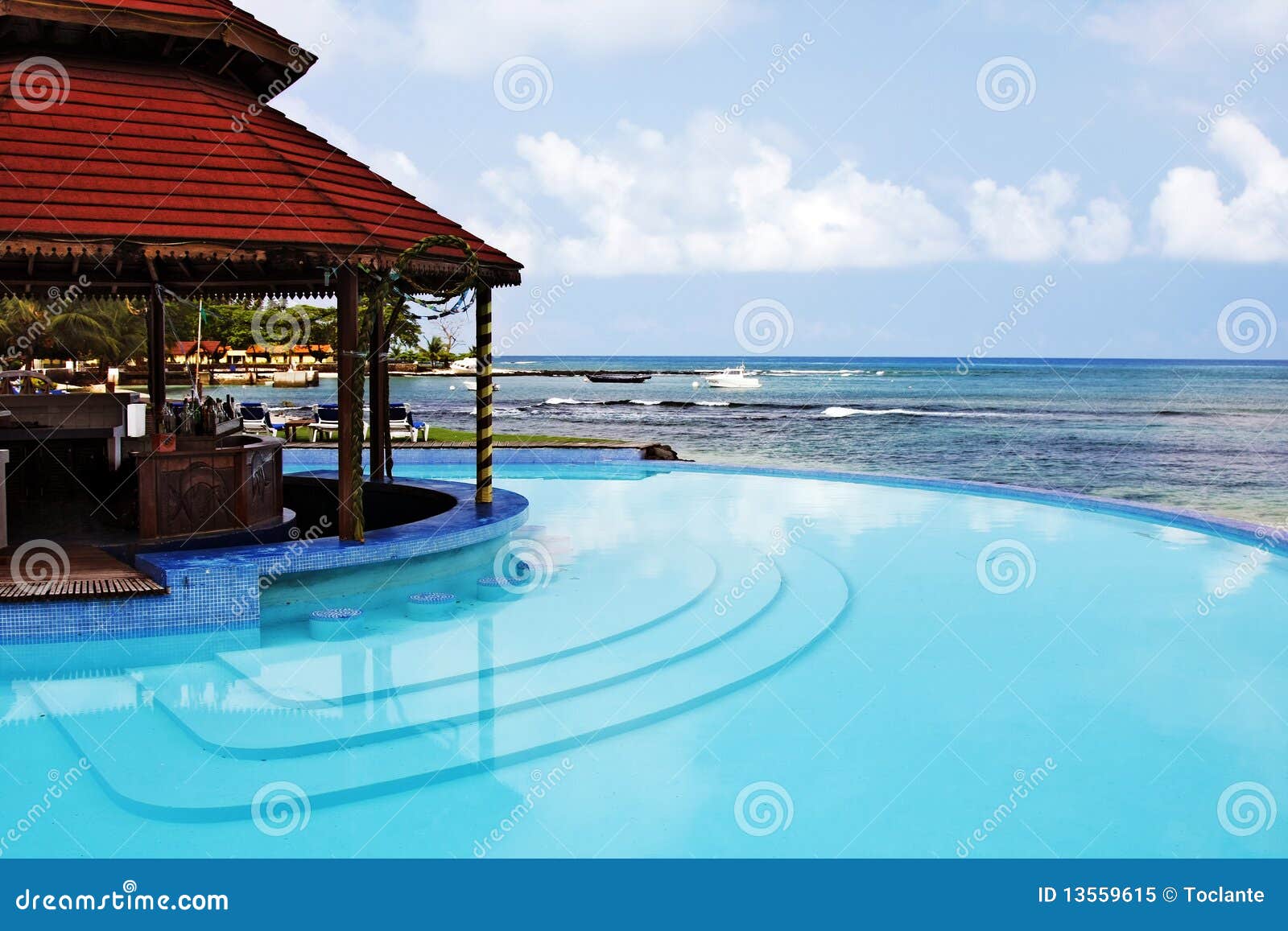 Tropical Island Pool stock image. Image of holidays, hotel - 13559615