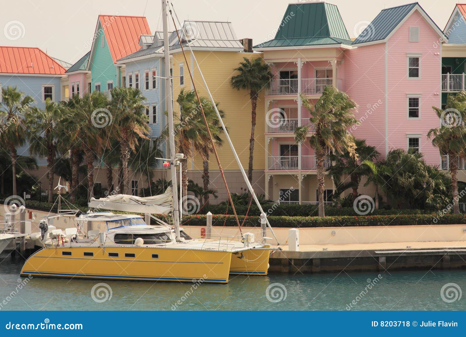 Tropical Island Sea Harbor and Sailing Boat Stock Photo - Image of ...