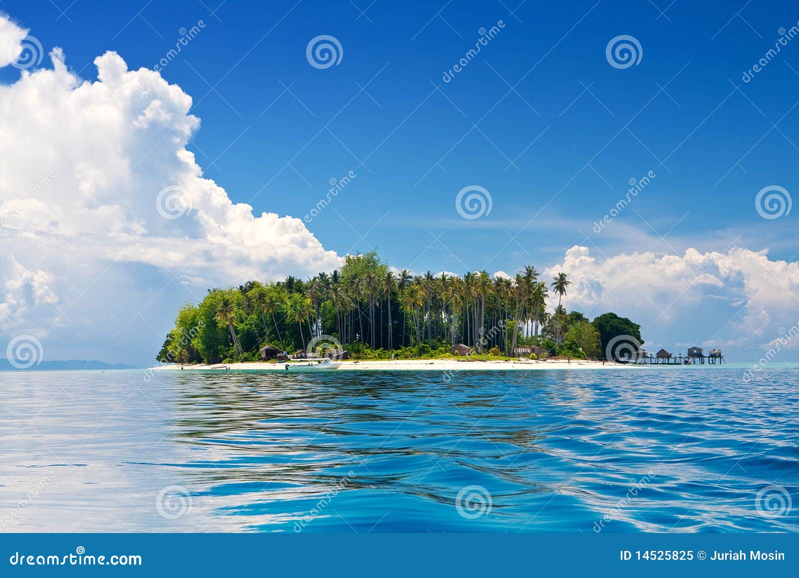 Tropical Island in the Sun with Blue Skies Stock Image - Image of ...