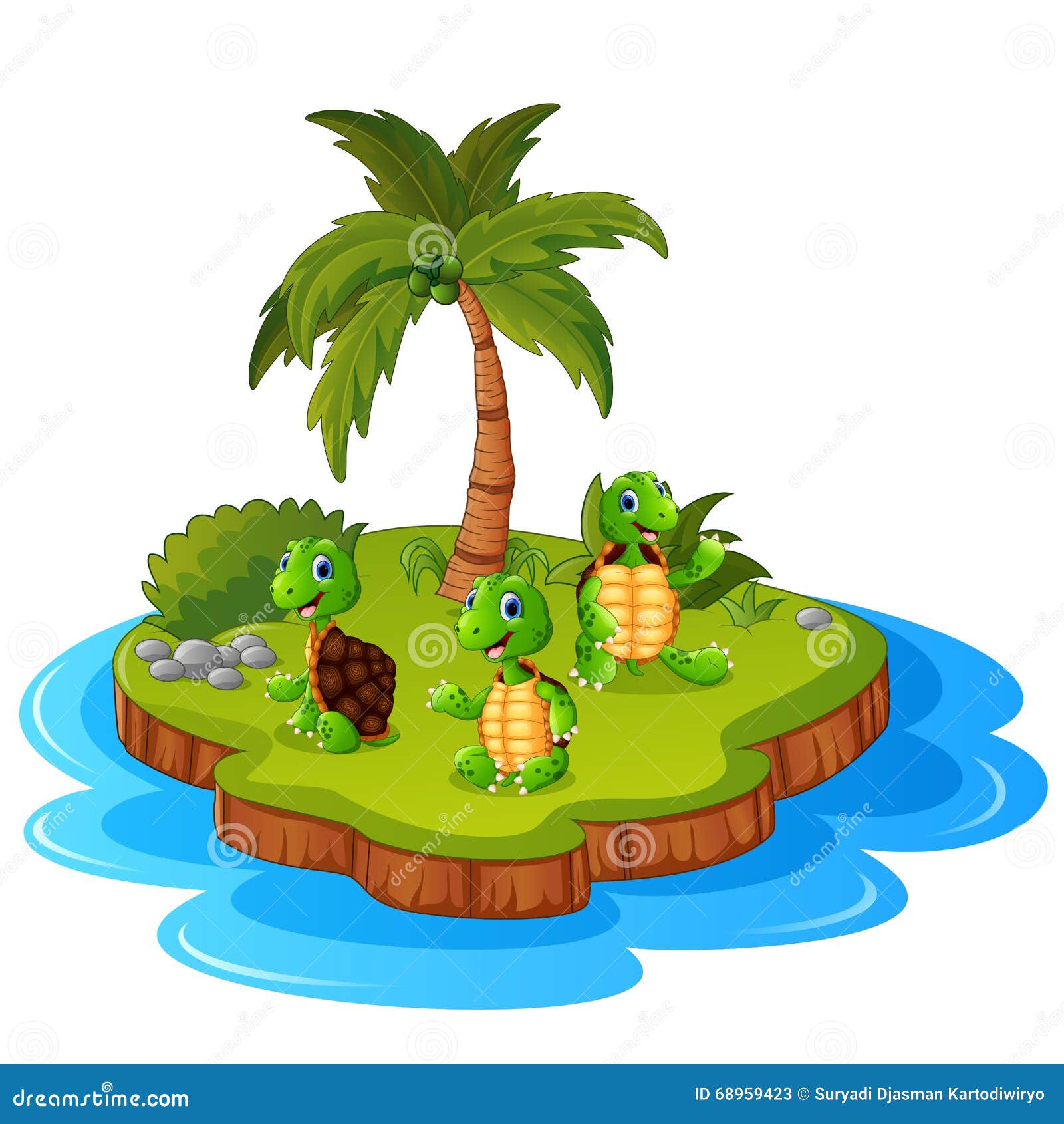 Tropical Island with Turtle Stock Vector - Illustration of earth ...