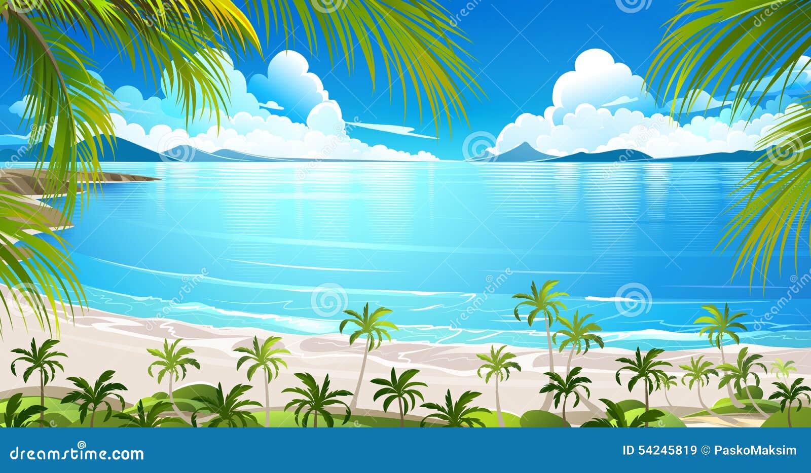 Tropical island. Vector stock vector. Illustration of calm - 54245819
