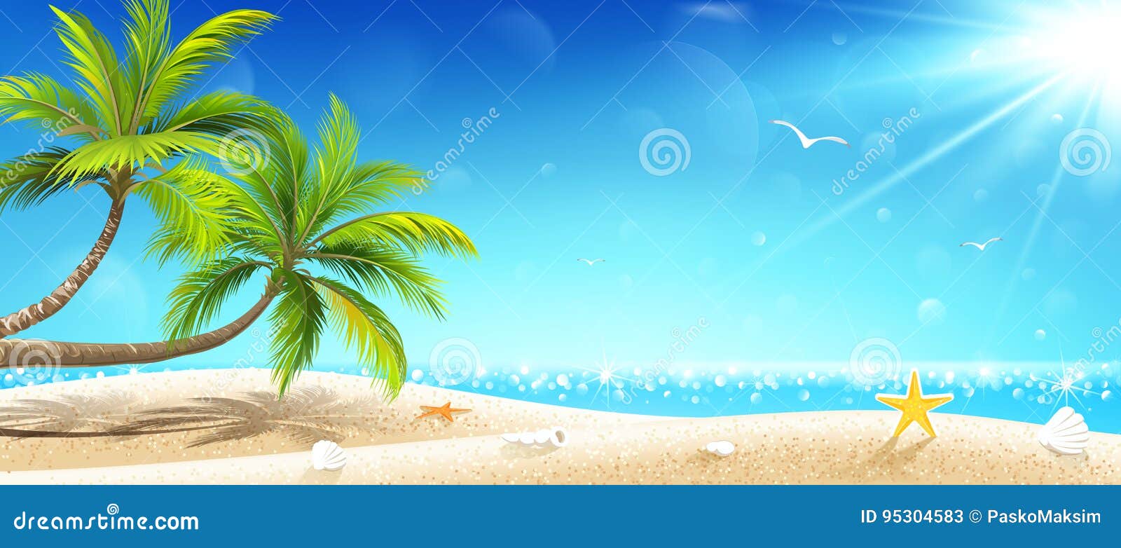 Tropical island. Vector stock vector. Illustration of sand - 95304583