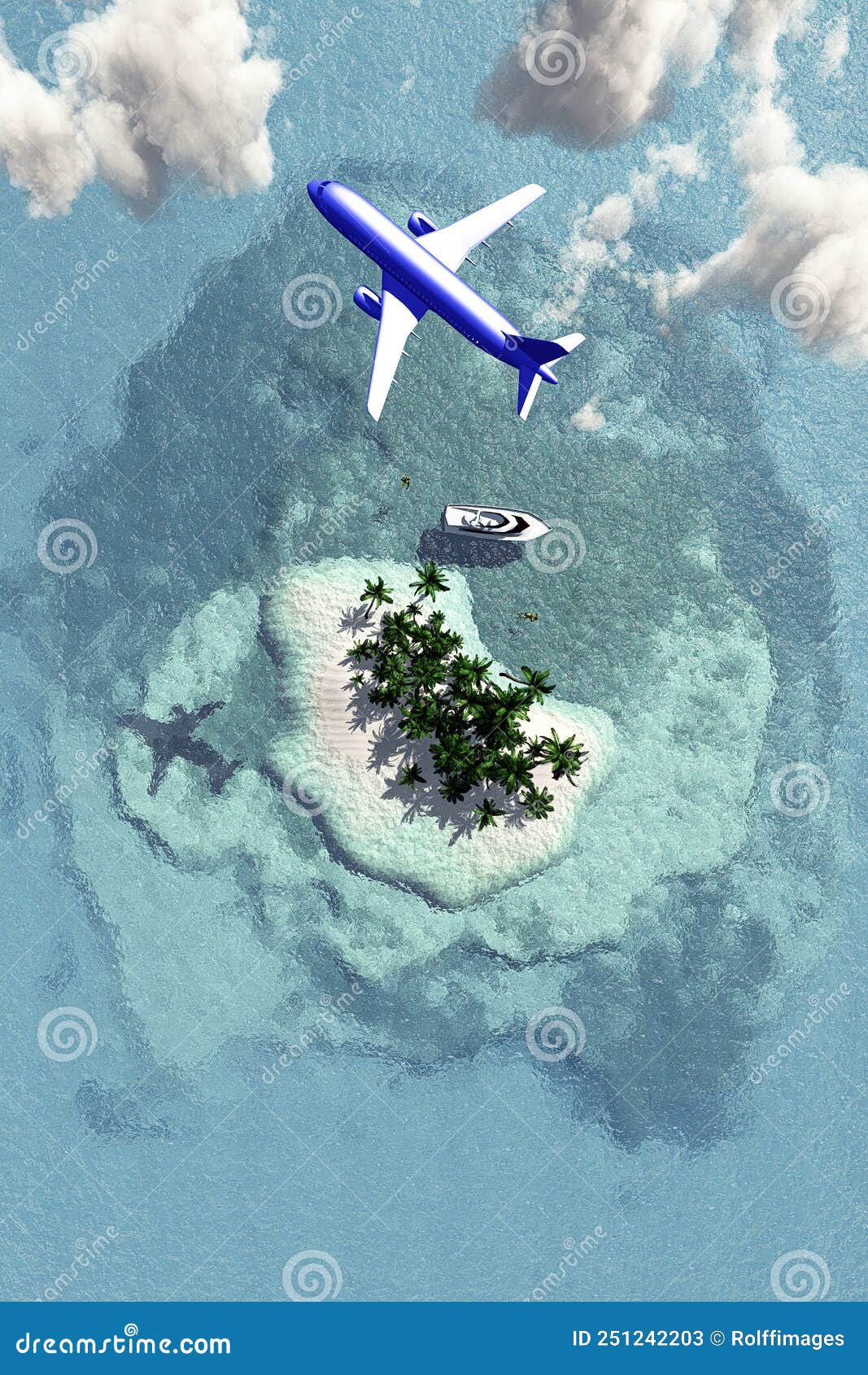 Island Top View Elements Set. Cartoon Vacation Elements. Landscape Top ...