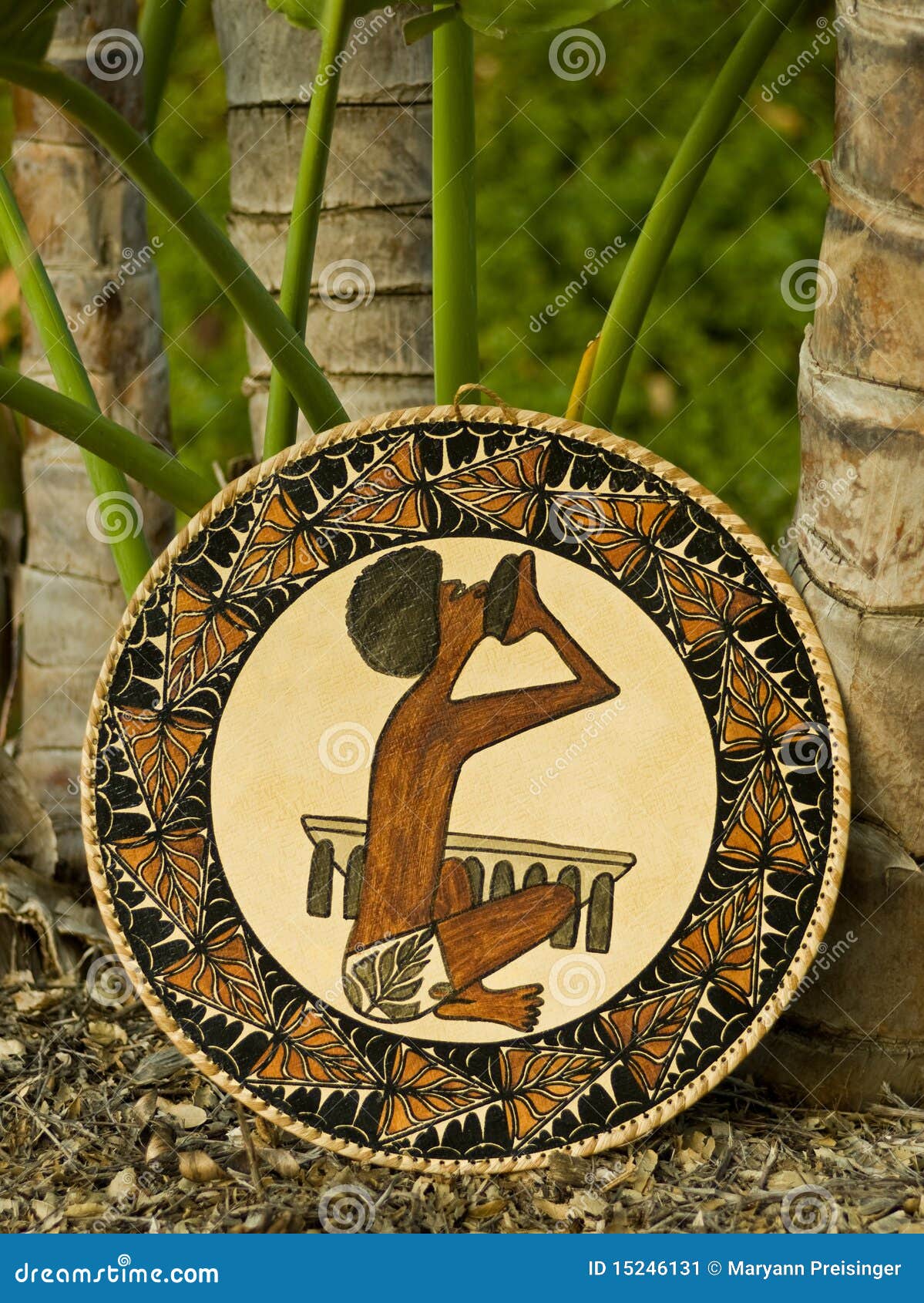 Tropical Islands Handicraft Shield from Polynesia. Stock Image - Image ...