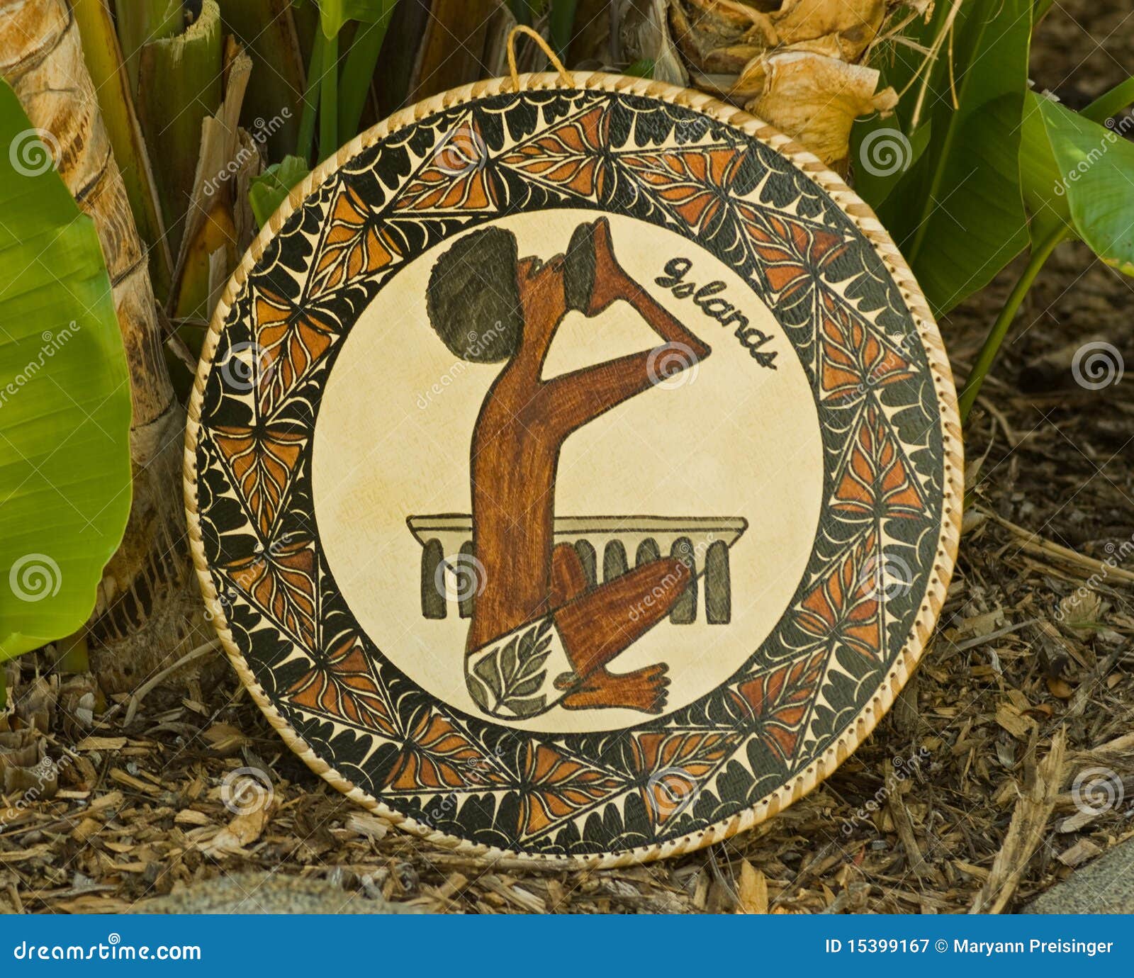 Tropical Islands Handicraft Shield from Polynesia. Stock Image - Image ...