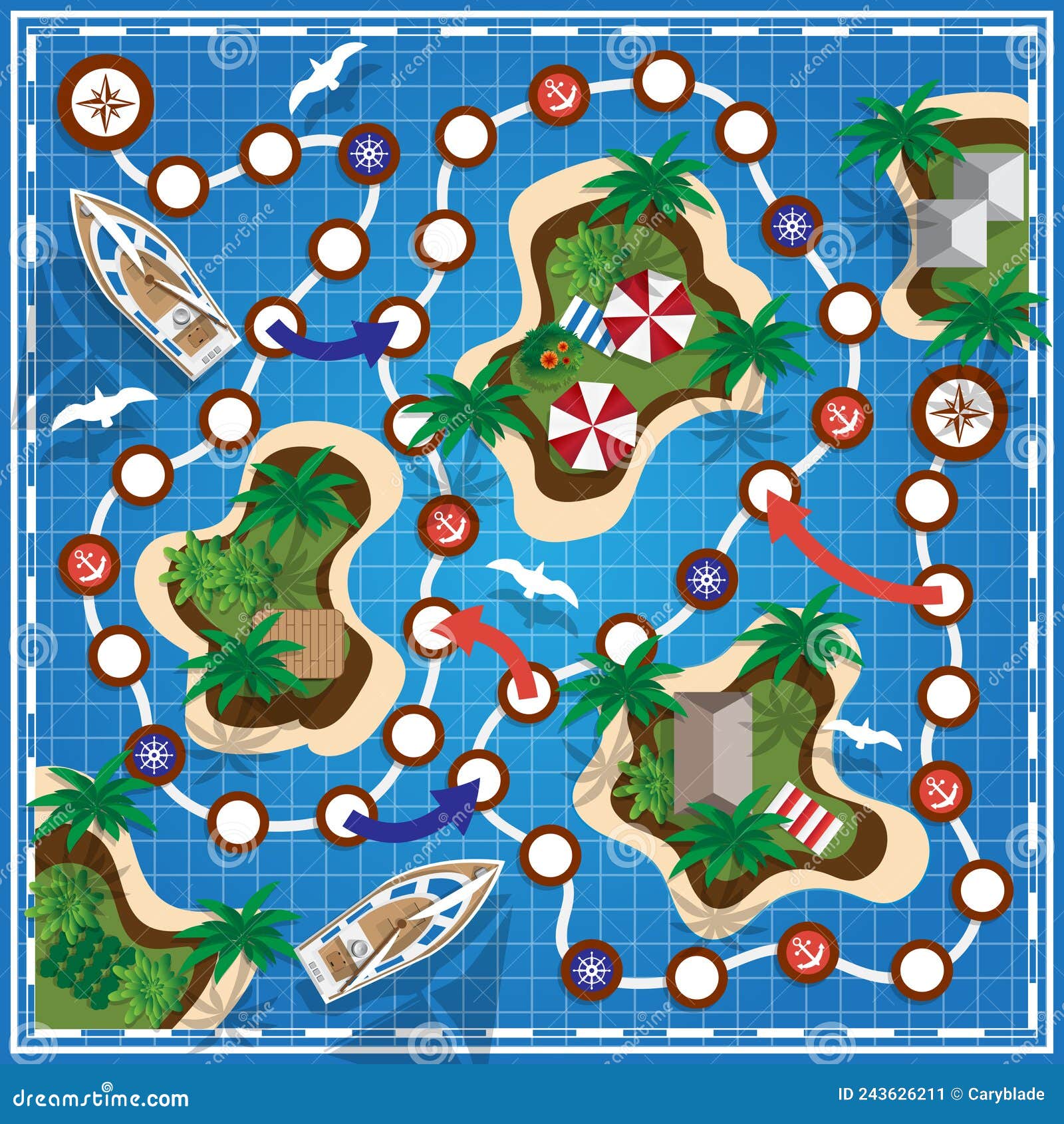 Tropical Islands on the Map. Stock Vector - Illustration of leisure ...