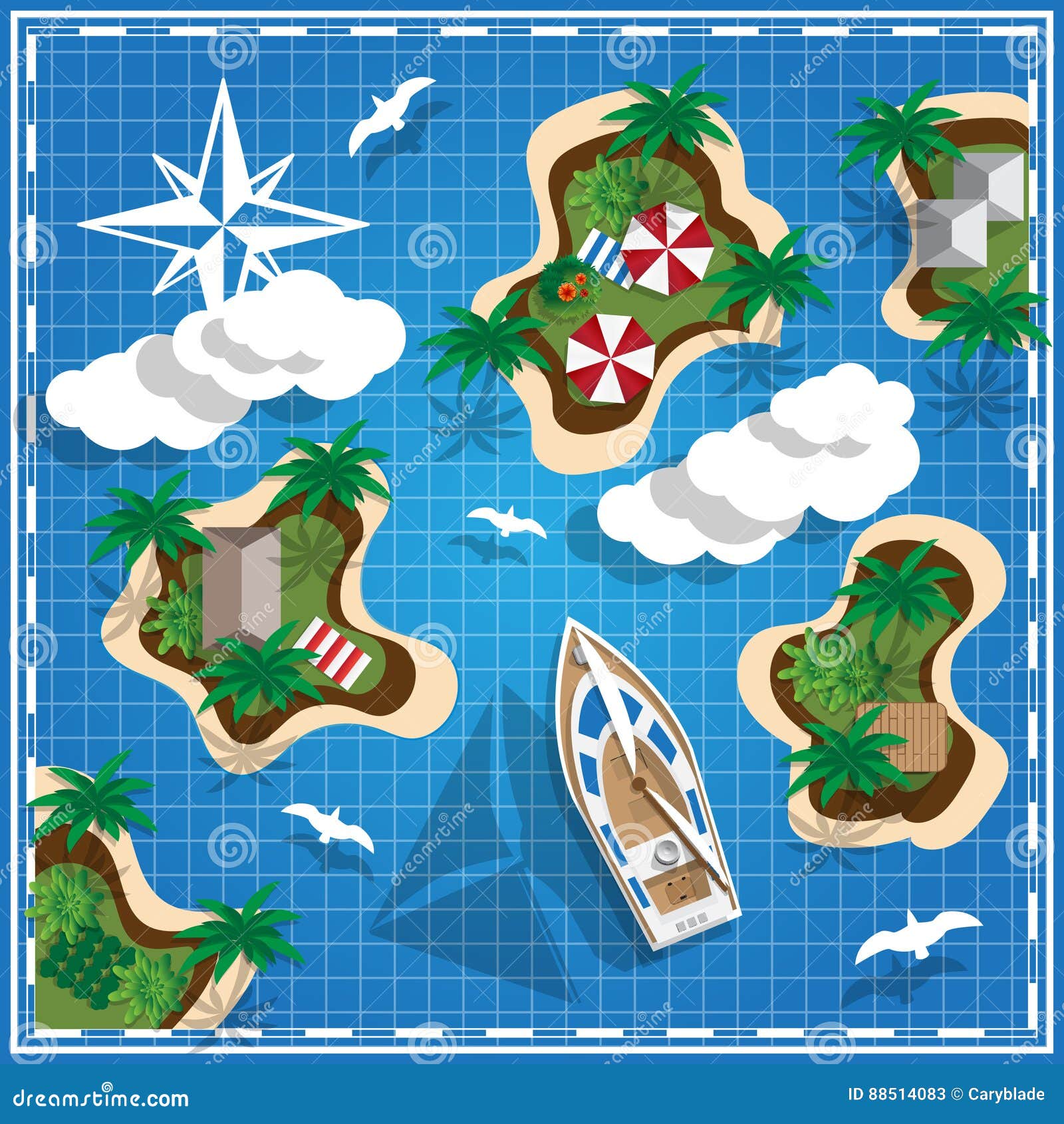 Tropical Islands on the Map. Stock Vector - Illustration of island ...