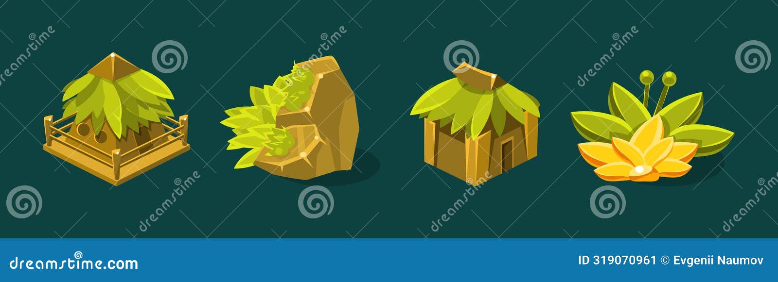 Tropical Jungle Design Element and Object Vector Set Stock Vector ...