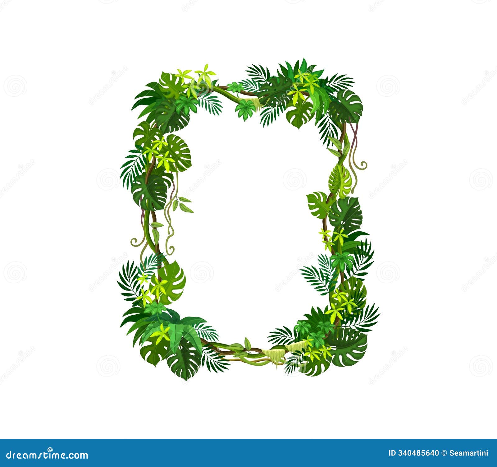 Tropical Jungle Frame with Forest Liana Branches Stock Illustration ...