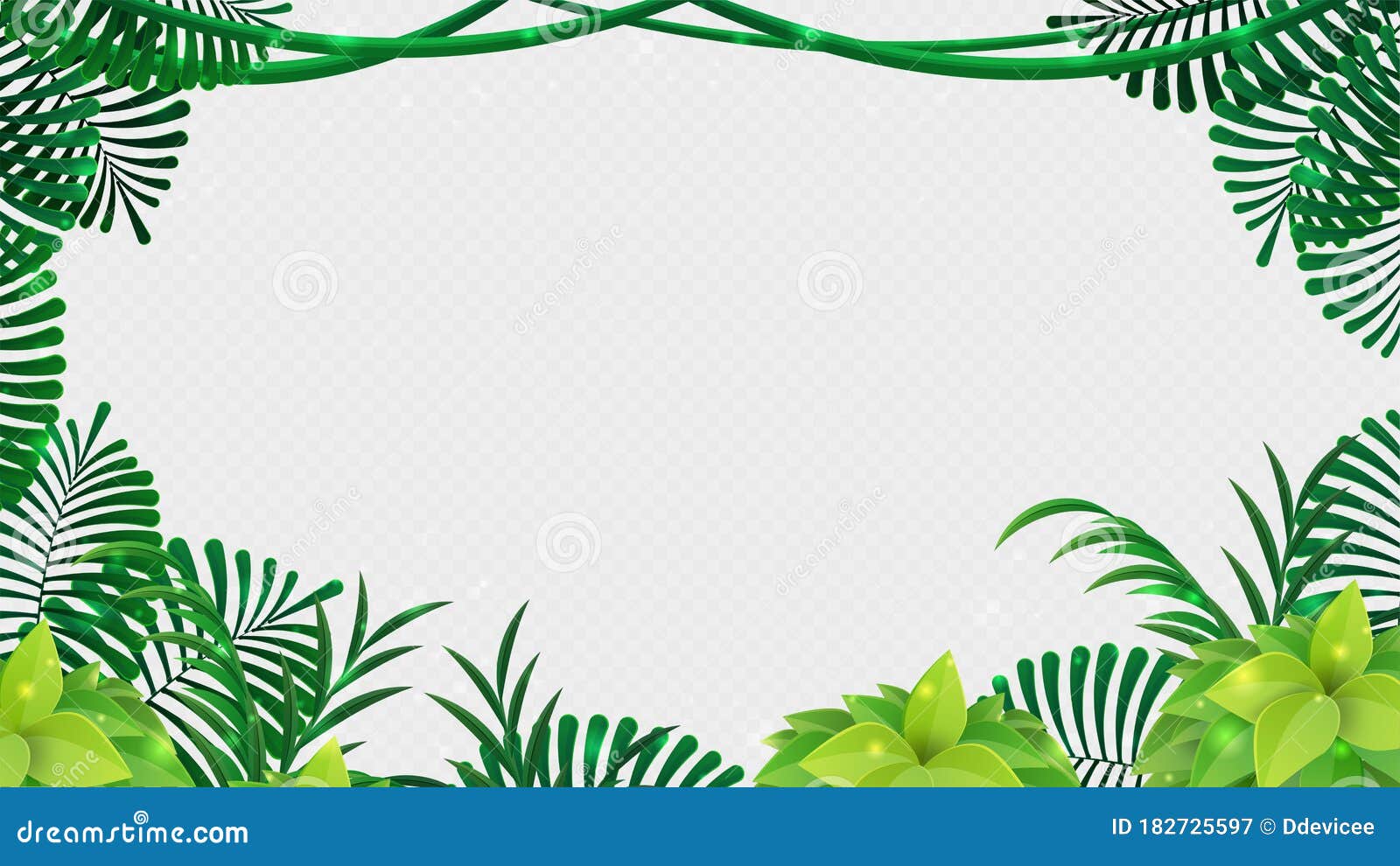 Tropical Jungle Frame with Leaves Isolated on White Background Stock ...