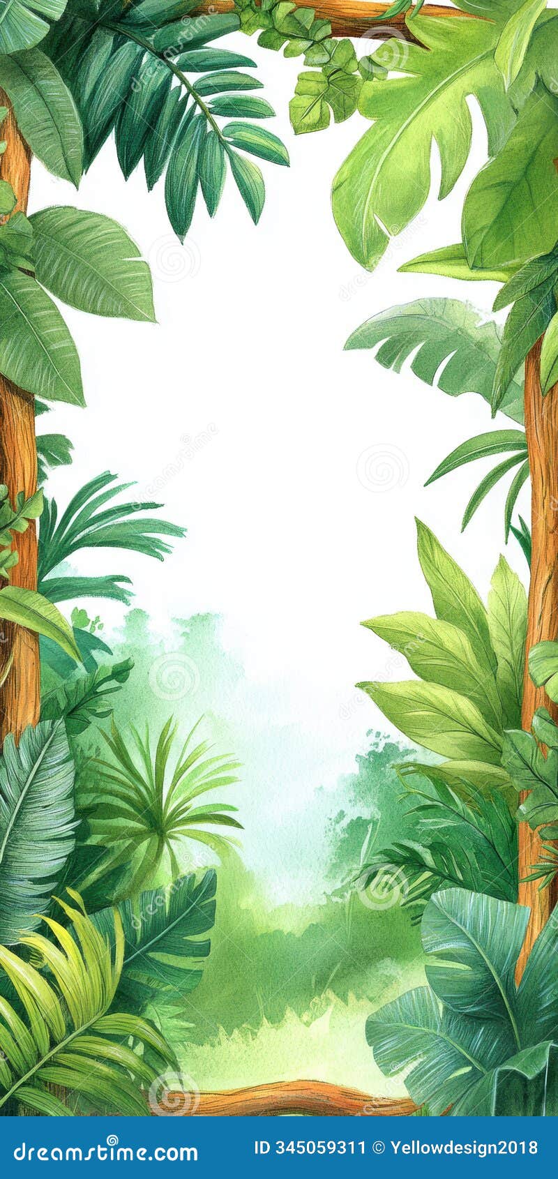 Jungle Frame, Biophilic Concept Idea Interior Design. Tropical Leaves ...