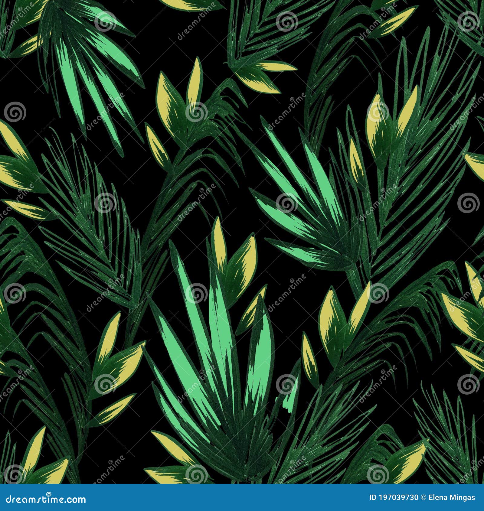 Jungle Palm Leaves Pattern Vector Illustration | CartoonDealer.com ...