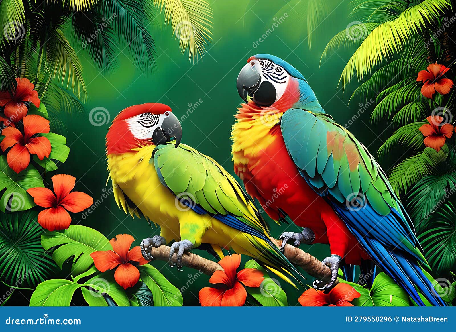 Tropical Jungle Parrot Shadow Volumetric Pantone . Stock Illustration ...