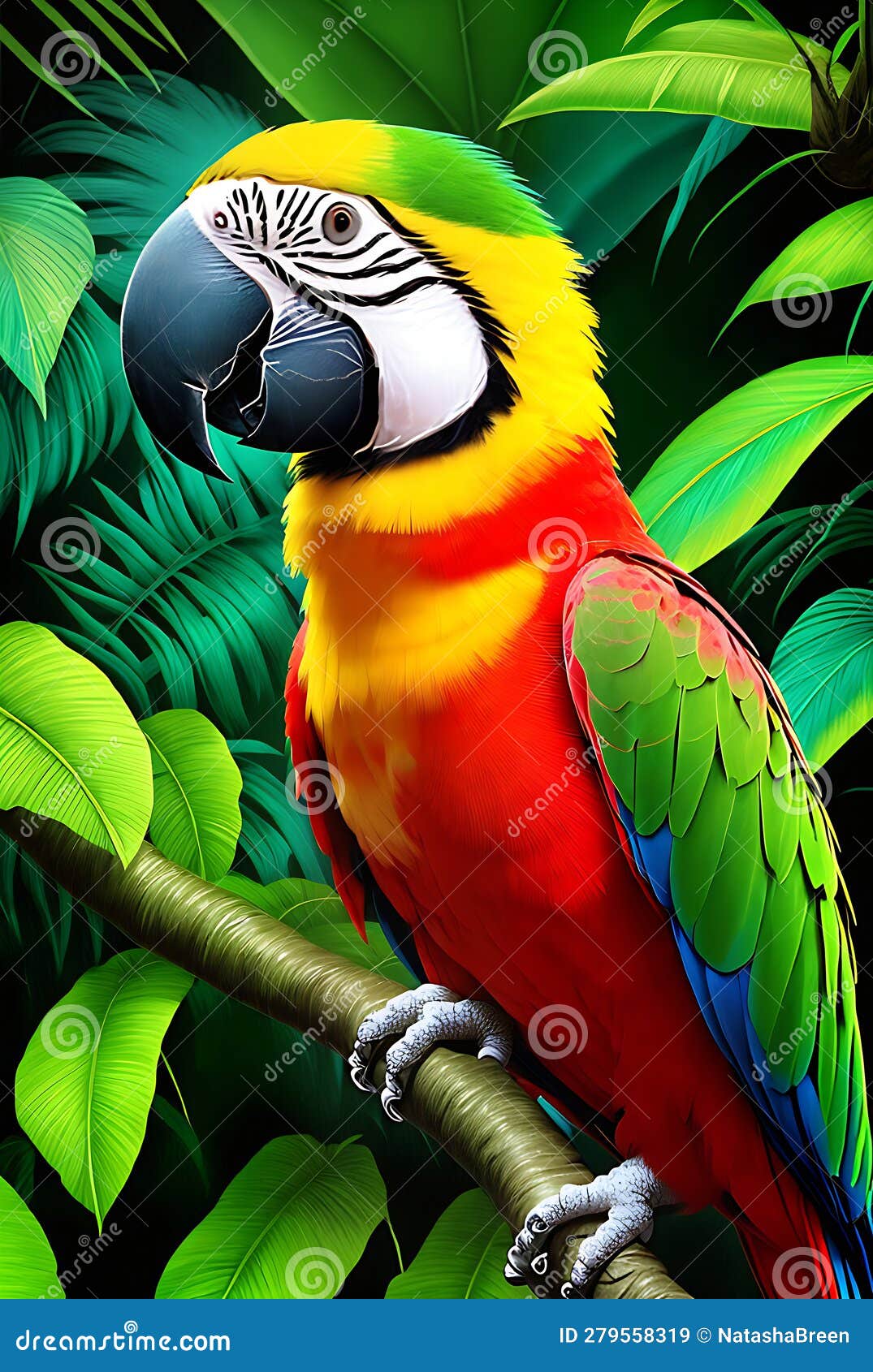 Tropical Jungle Parrot Shadow Volumetric Pantone . Stock Illustration ...