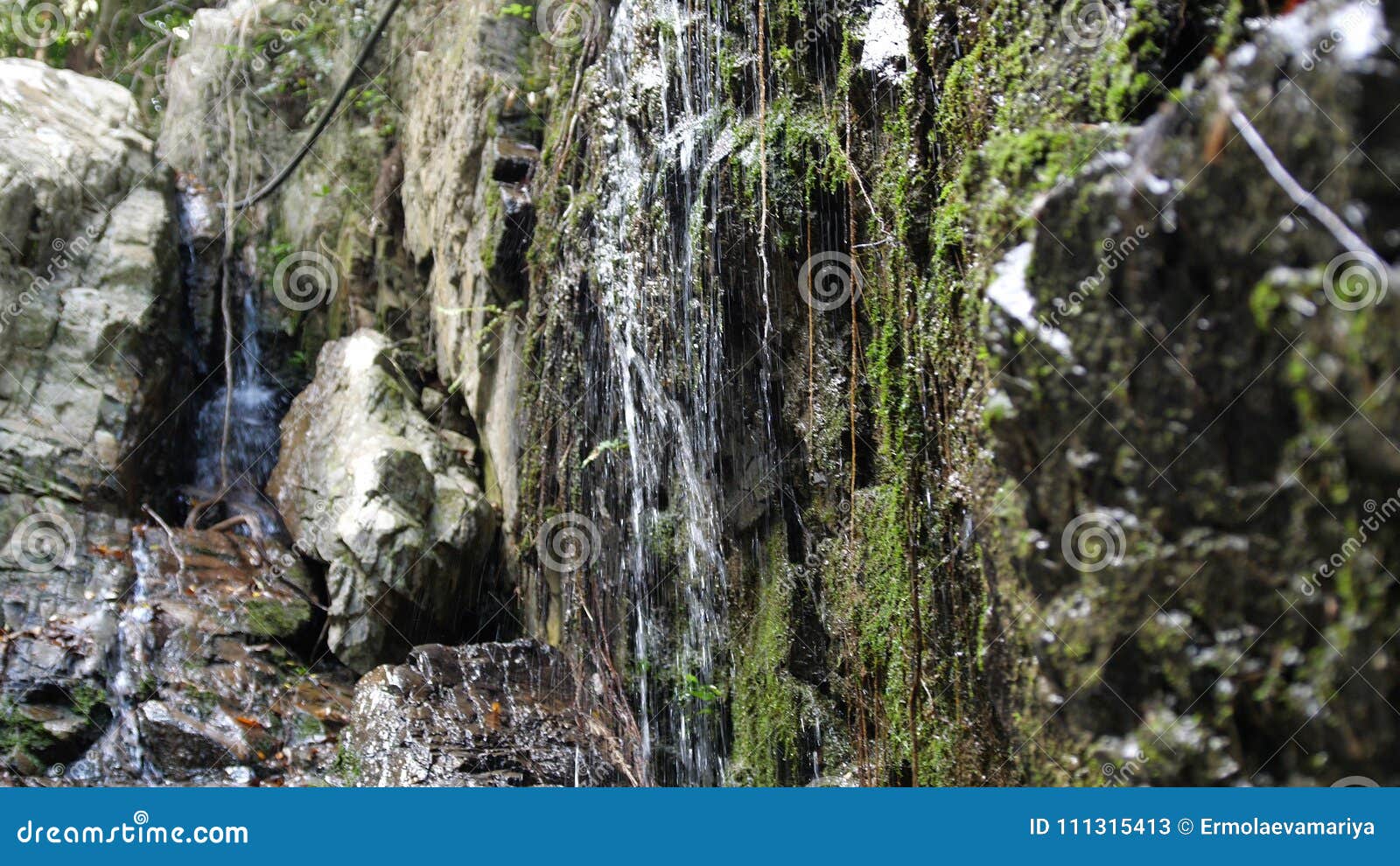 Tropical Jungle Waterfall in Deep Forest with Moss on the Rocks Stock ...