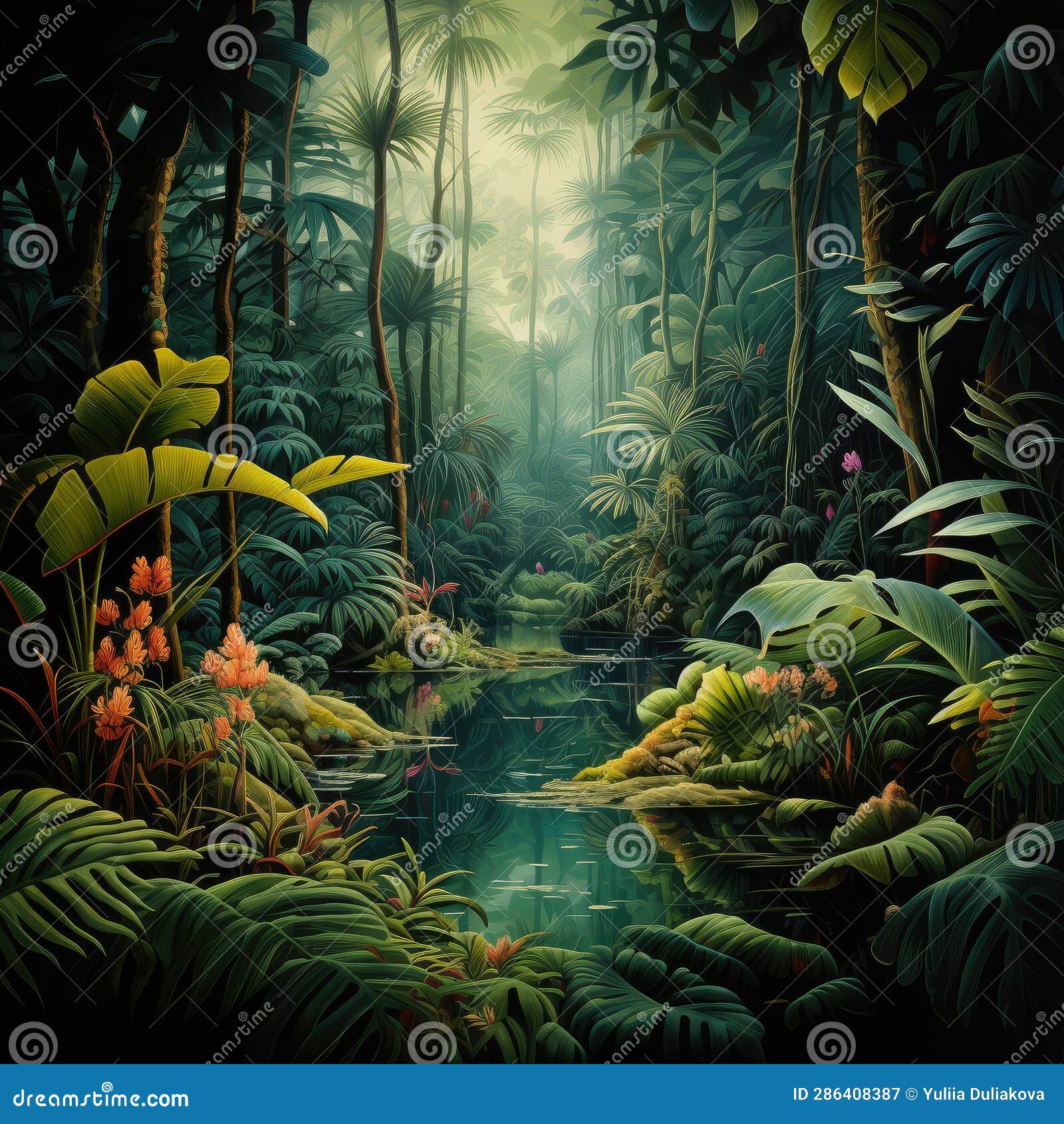 Tropical Jungles Generative AI Technology Stock Image - Image of leaf ...