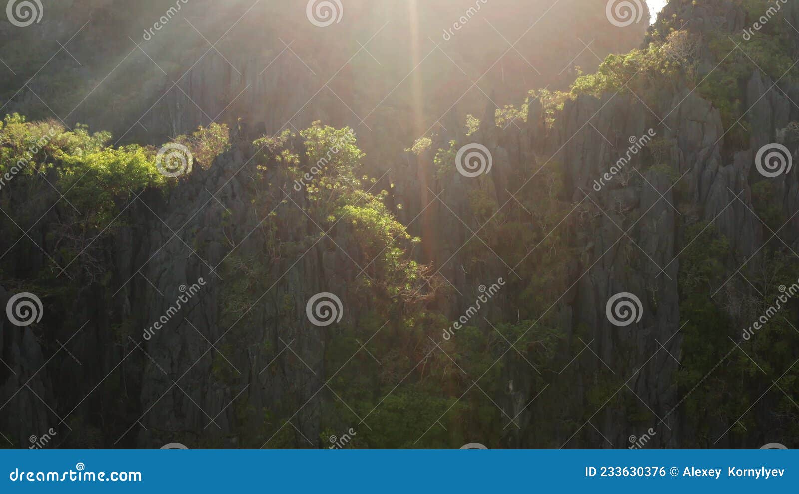 Tropical Landscape, Cliffs and Sun Rays Stock Footage - Video of summer ...
